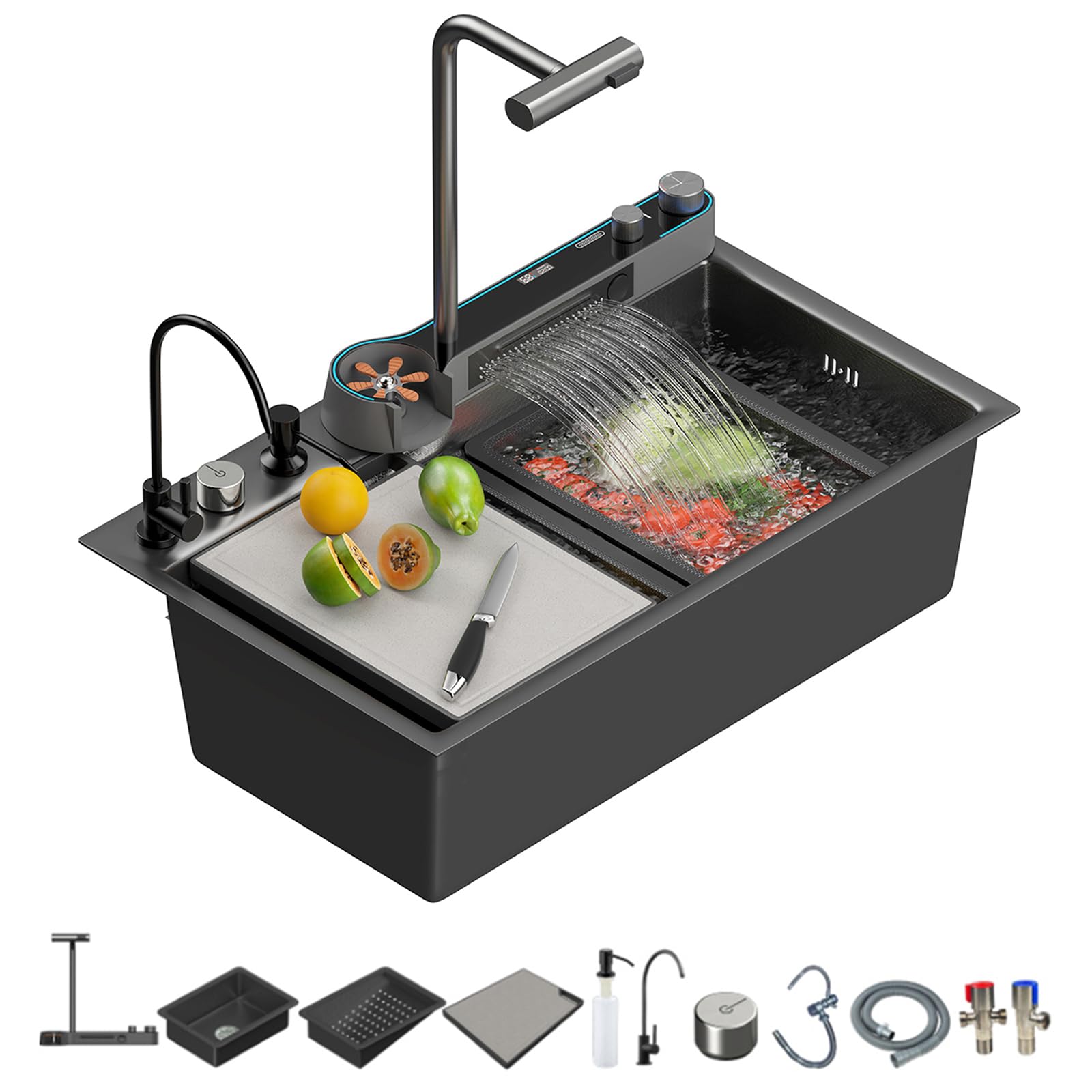 Modern Kitchen Sink Honeycomb Embossed Large Single Bowl Sink?With ...