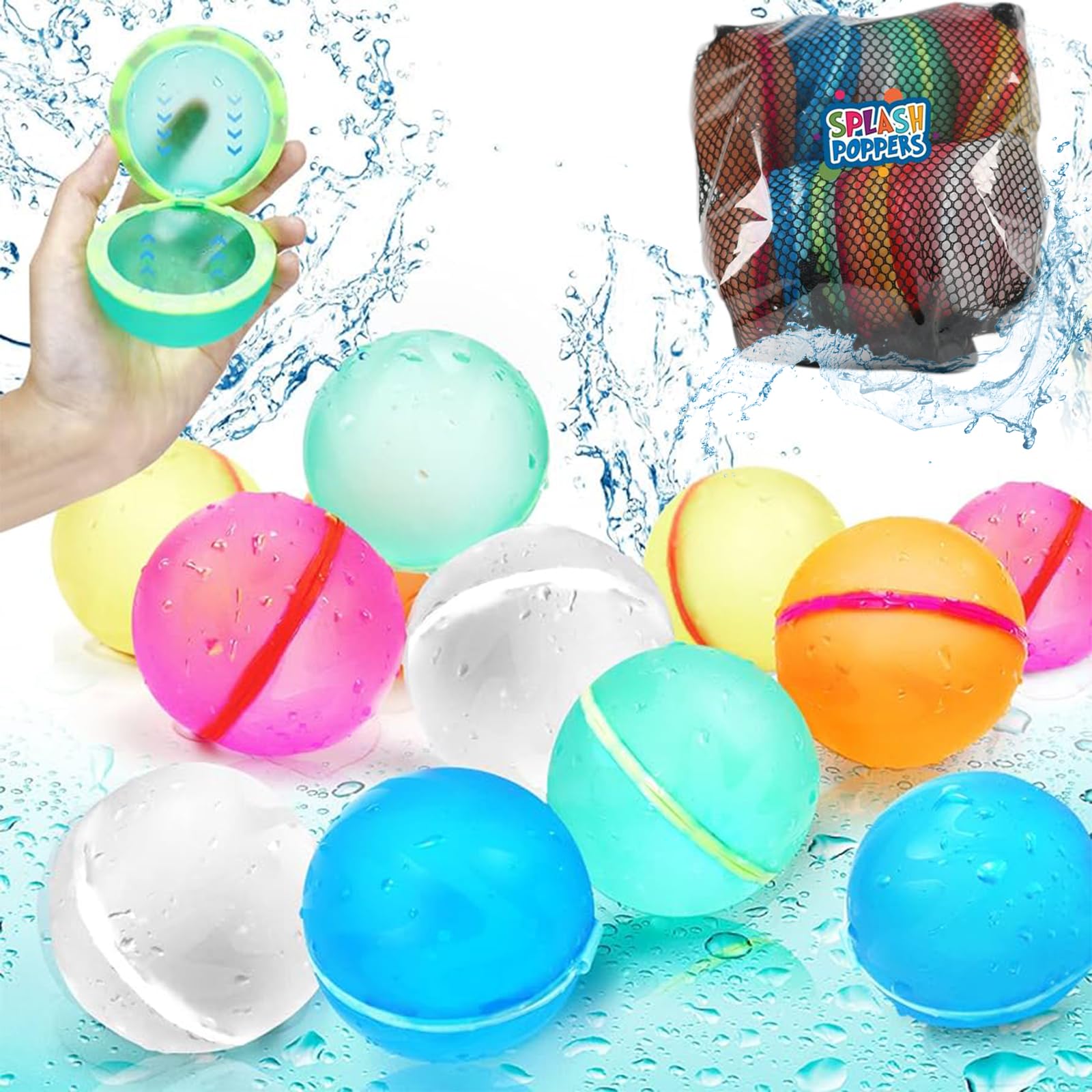 Mua 12-Pack Reusable Water Balloons - Self-Sealing Magnetic Water ...