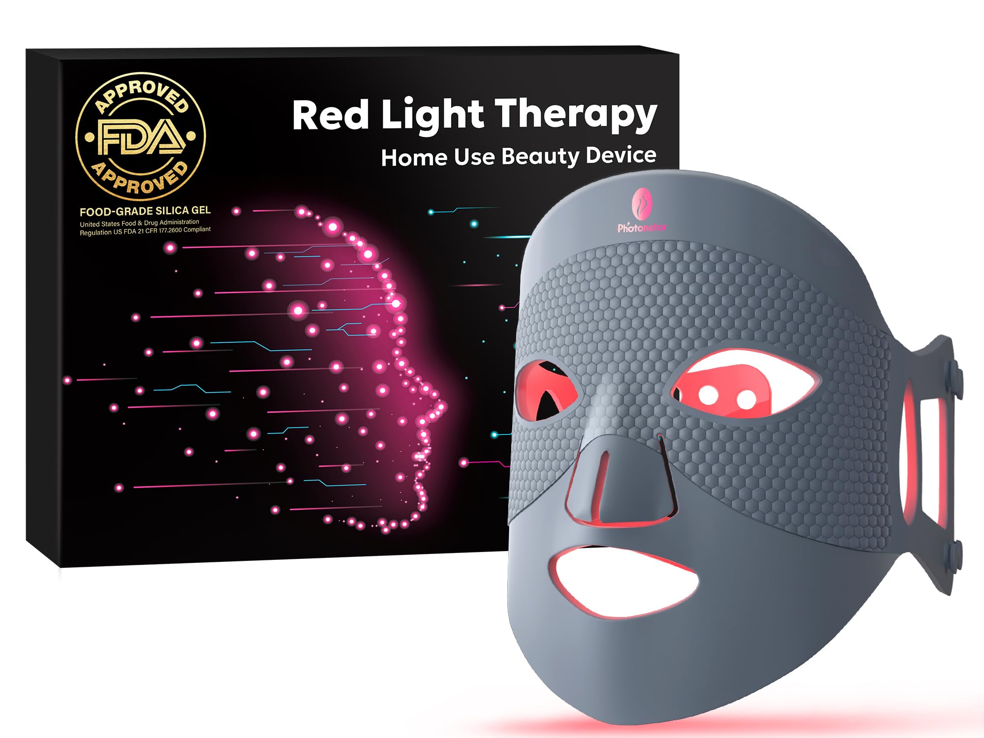 Red Light Therapy for Face, Portable LED Face Mask Light Therapy with ...