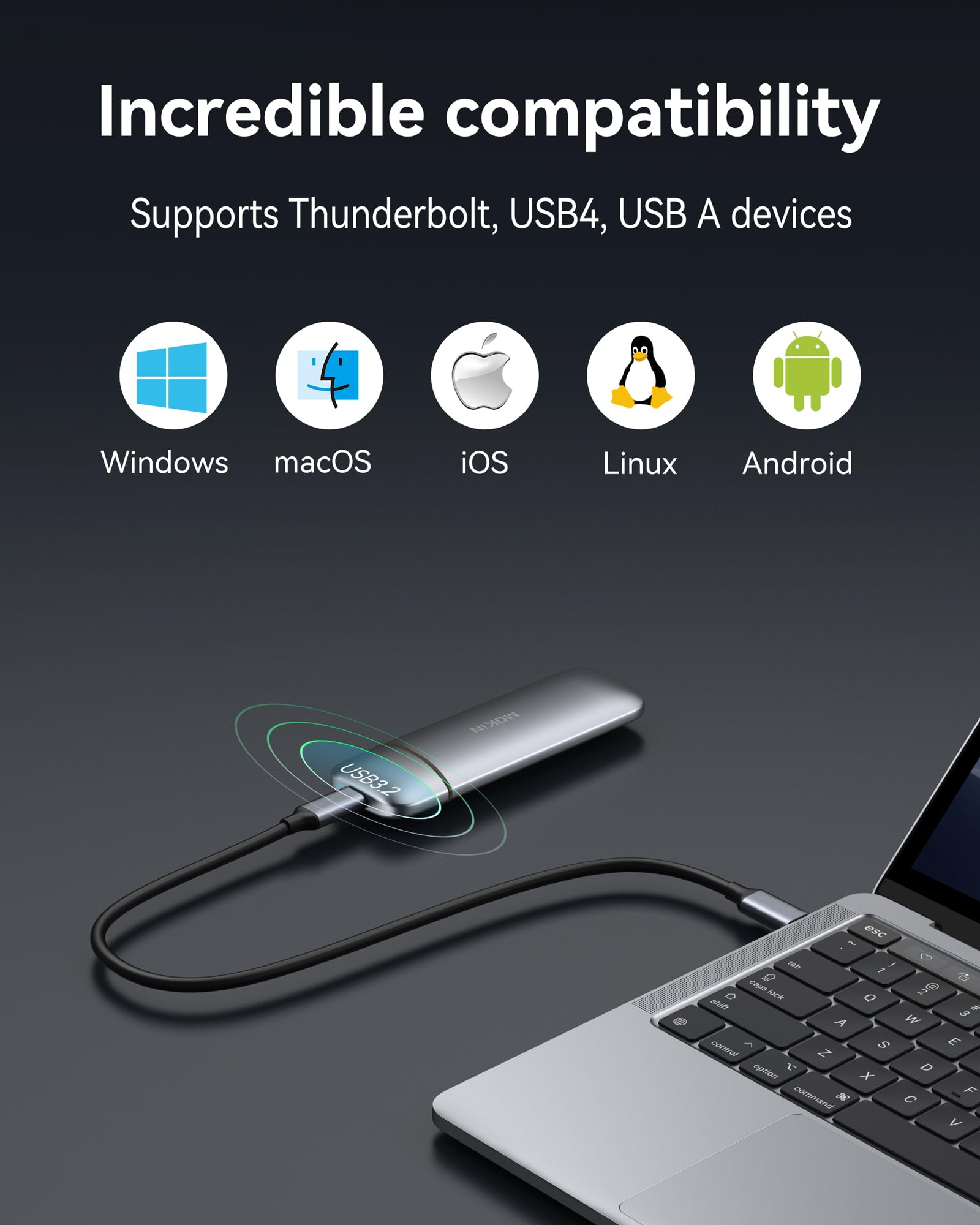 Mua 40Gbps M.2 NVMe Enclosure with Cooling Fan,Thunderbolt SSD ...