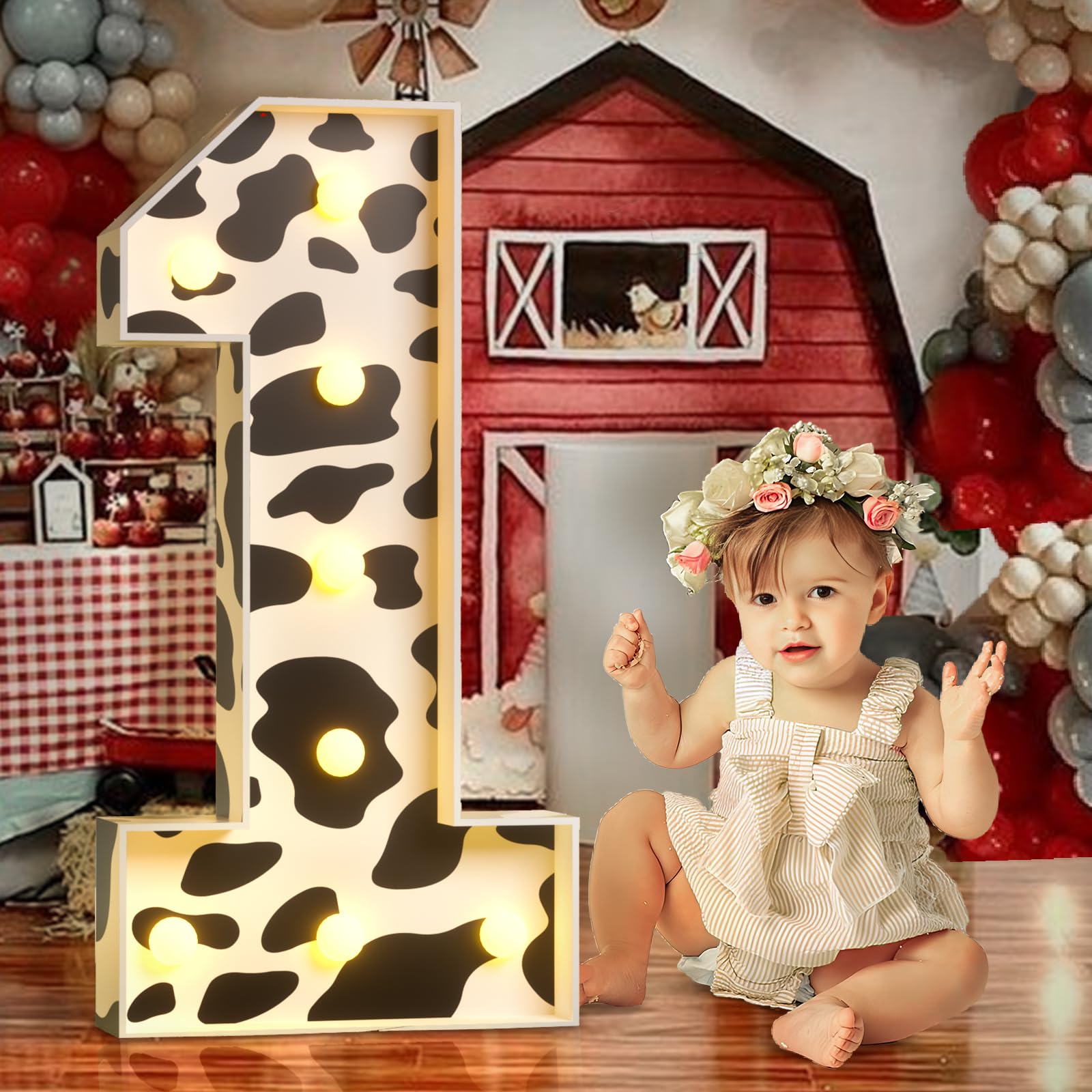 Marquee Numbers Cow 1st-Birthday Decorations: 3ft Large Light Up ...