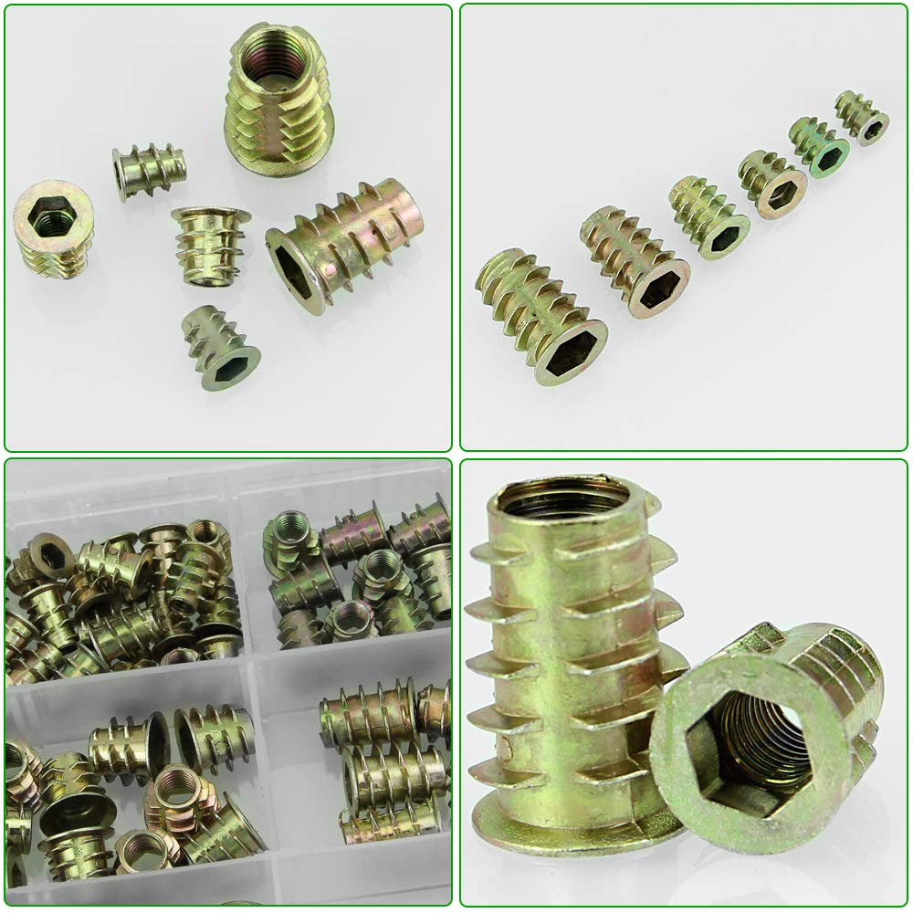 6 misure FAVENGO 100 pezzi inserti filettati M4/M5/M6/M8/M10 in lega di ...