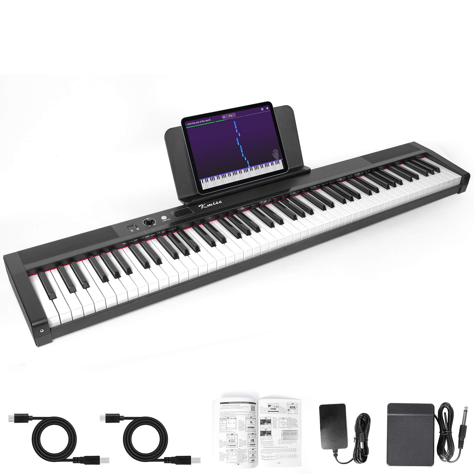 Kmise Piano Keyboard 88 Key Full Size Semi Weighted Electronic Digital ...