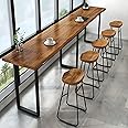 Amazon.com: AUQMTAIN Solid Wood Bar Height Table, Live Edge Dining Table Breakfast Table Narrow ...