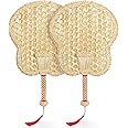 Amazon.com: Goaste 2 Packs Hand Woven Fan, Handheld Wheat Straw Fans ...