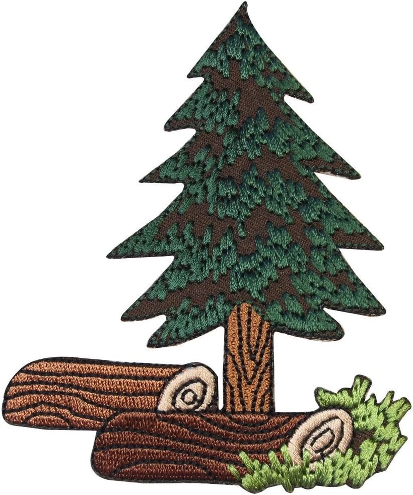 Amazon.com: ID 0095 Pine Tree & Logs Patch Camping Outdoors Nature ...