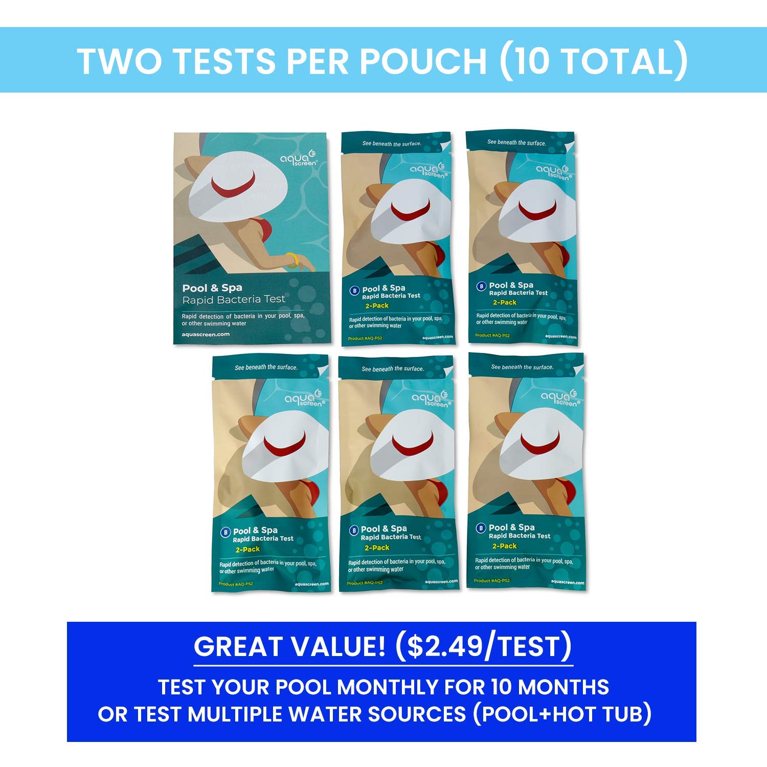 Mua AquaScreen Rapid Coliform Bacteria Test Kit |10-Pack| - for Pool ...