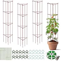 Amazon.com : Folding Tomato Cage, 4 Packs Heavy Duty Tomato Cages PVC ...