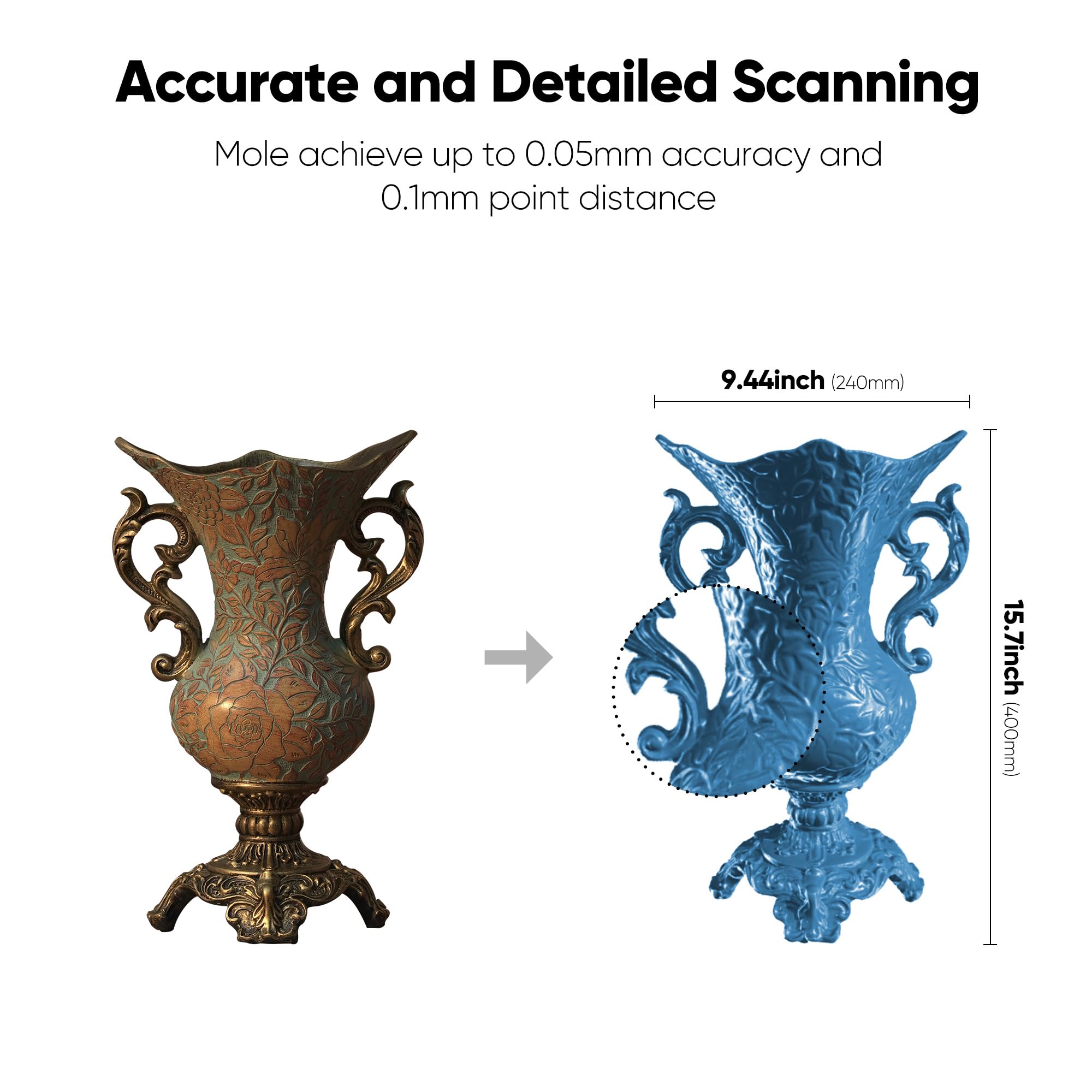 Mua Mole Handheld 3D Scanner for 3D Printer, 0.05mm Accuracy & 0.1mm ...