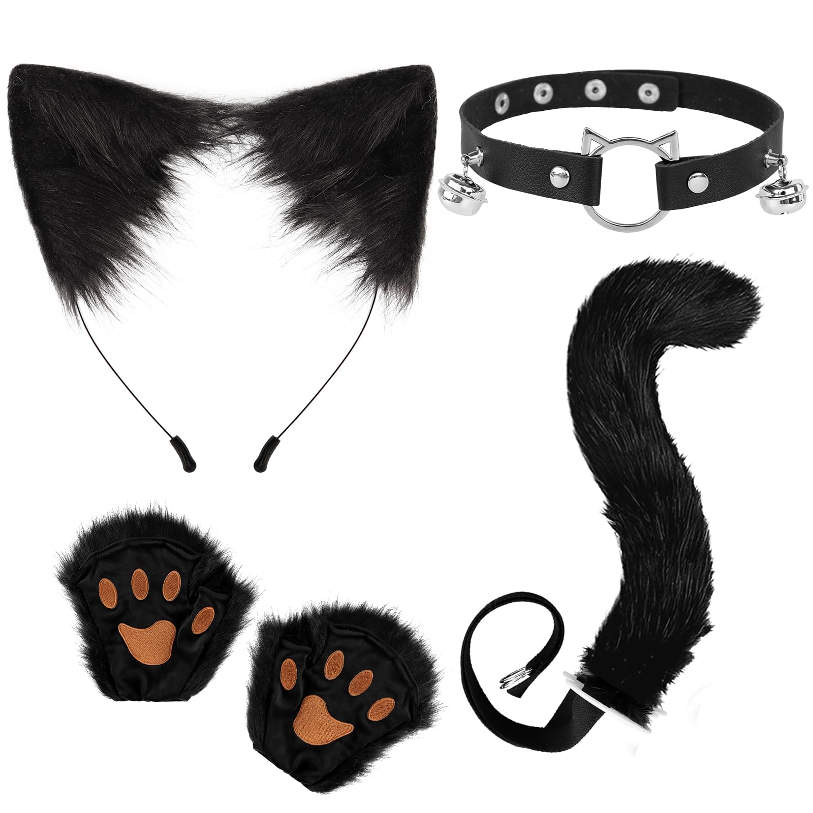 YR YRHH-PET Therian Ear and Tail Set for Women Girls, Halloween Party ...