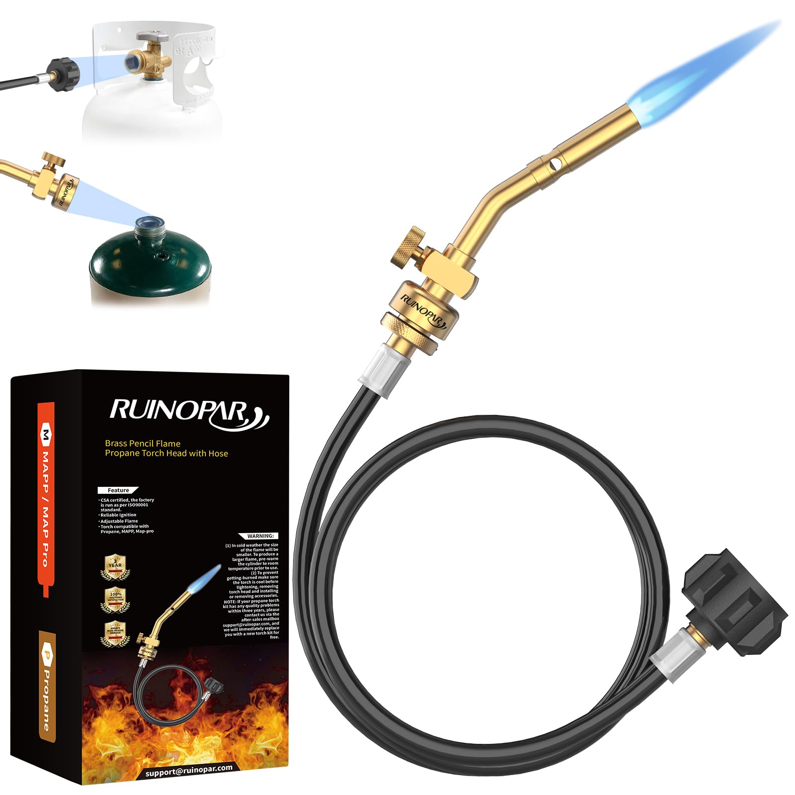 Propane Torch Head, Mapp Map Gas Torch Kit, Solid Brass Soldering Torch ...