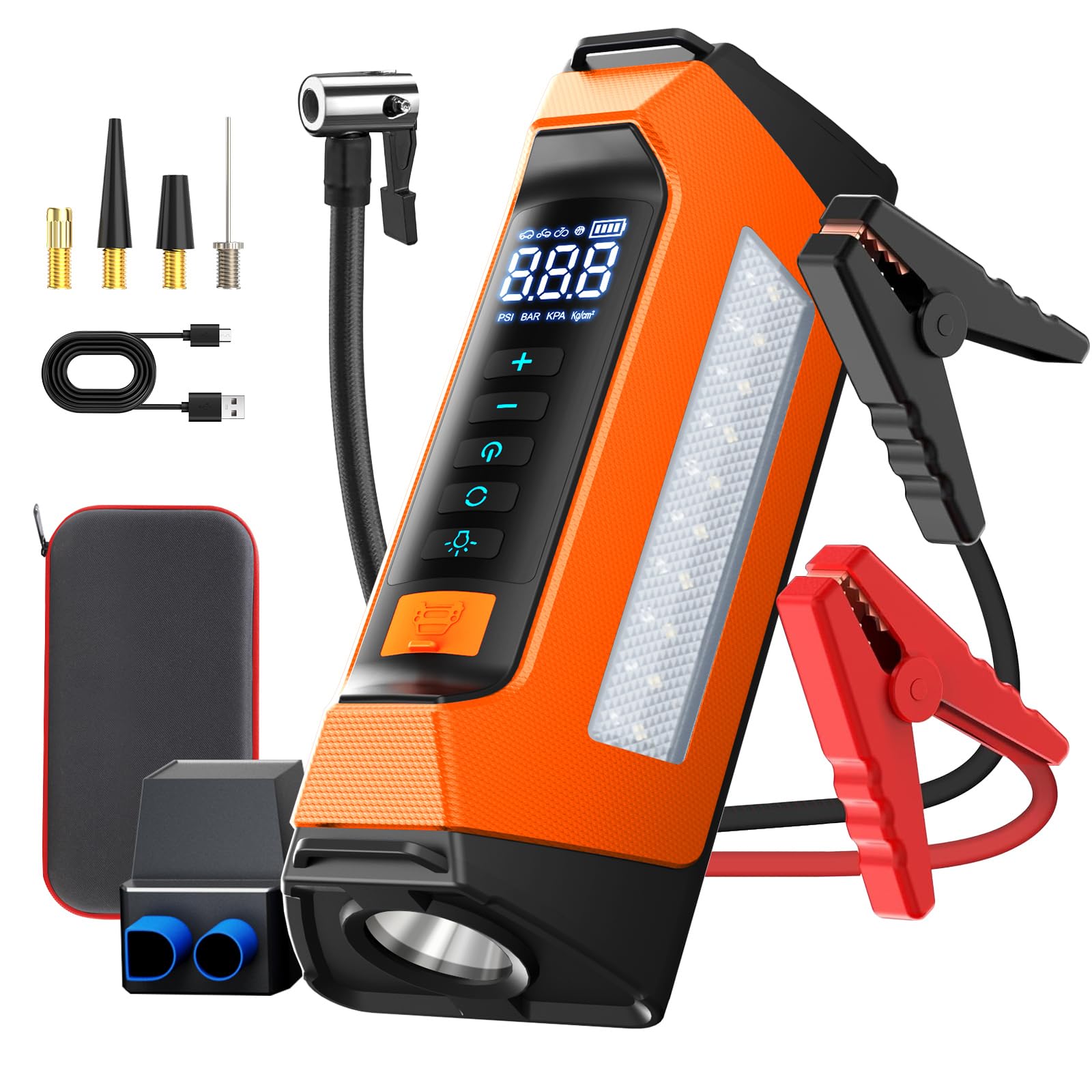 Car Jump Starter with Air Compressor 6000A, 800 Lumen LED Light and ...