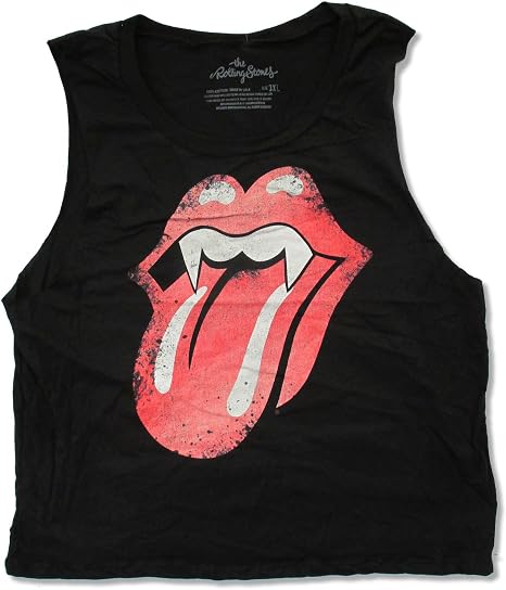The Rolling Stones Fangs Lips Logo Black Girls Juniors Tank Top Shirt ...