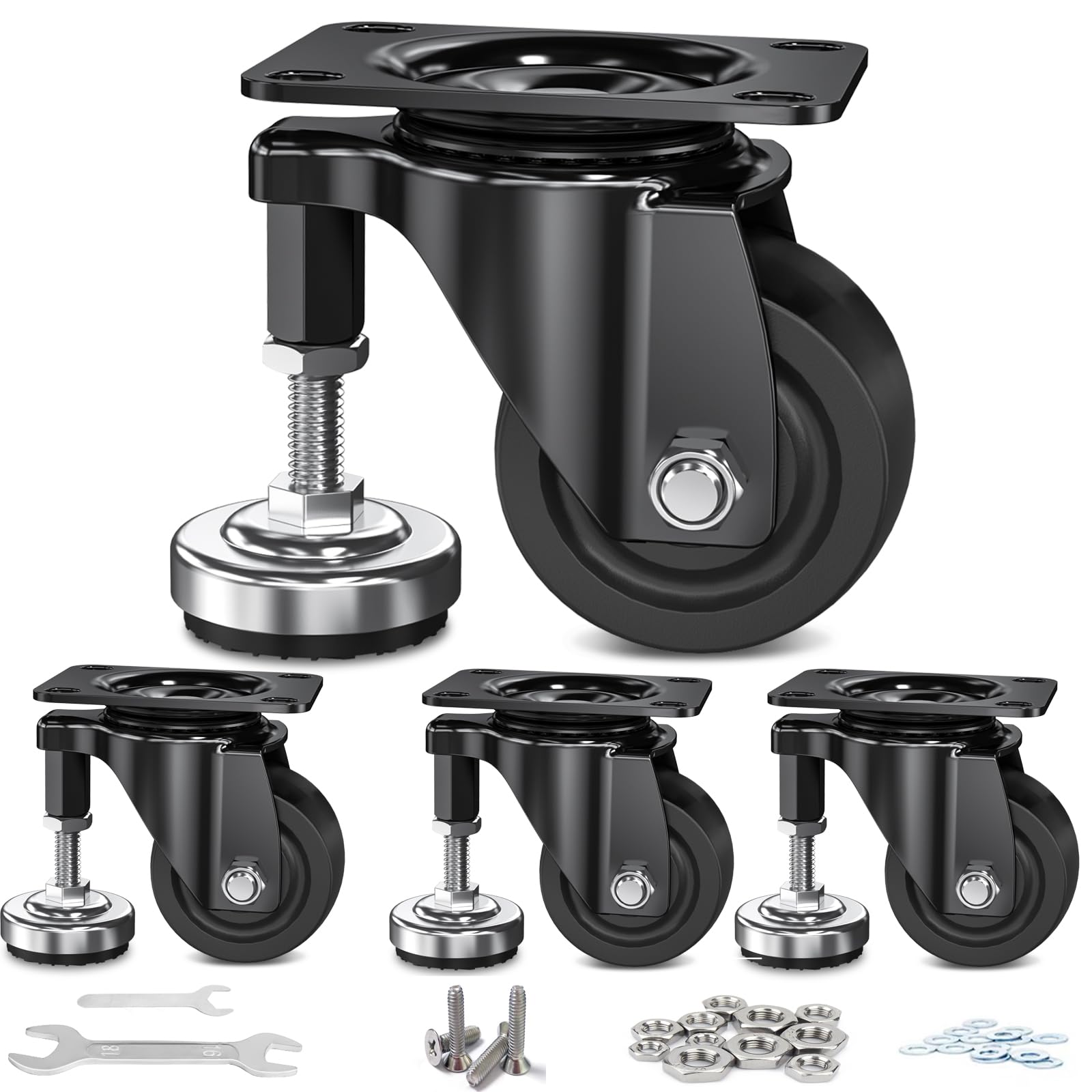 Mua COOWOO Adjuster Caster Wheel Diameter 3 inch (75 mm) Set of 4, Load ...