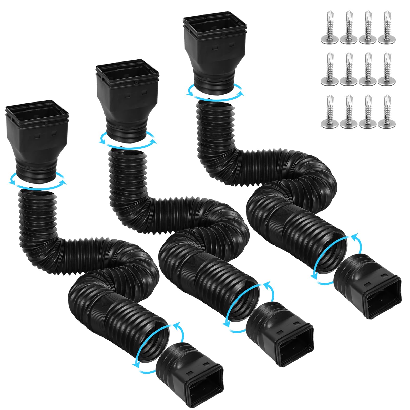 Gutterlix 3 Pack Flexible Gutter Downspout Extensions Extendable from ...