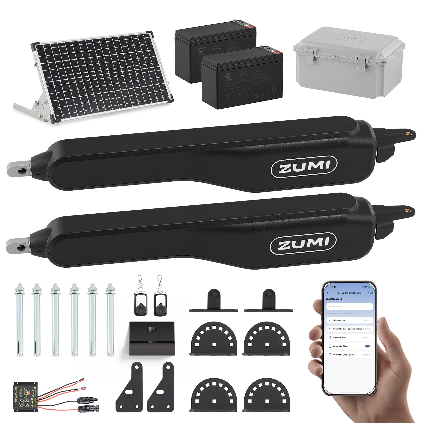 ZUMI Automatic Solar Gate Opener for Dual Swing Gates, App Control ...