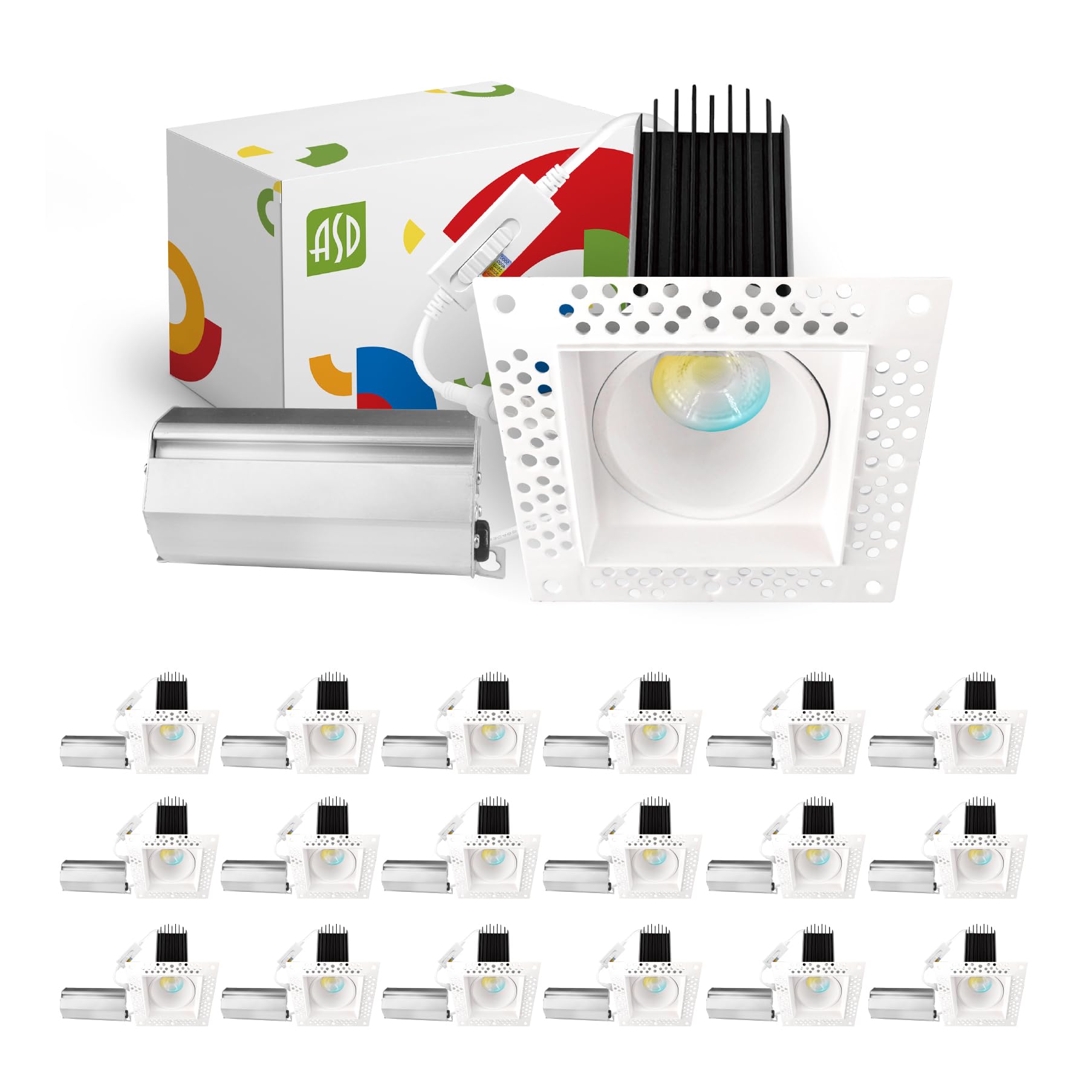 ASD Trimless 2 Inch LED Recessed Lighting, 15W 120V Square LED ...