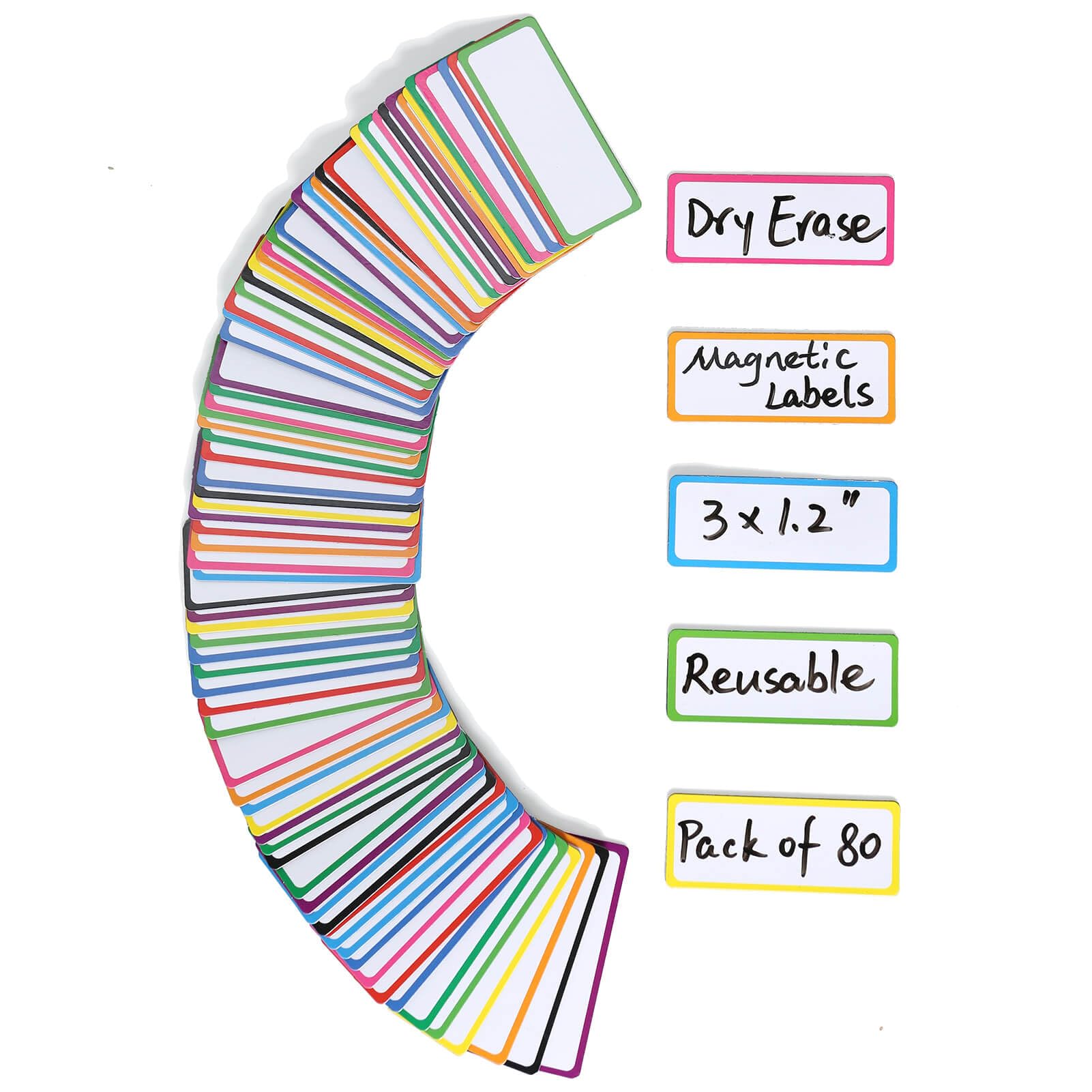 Dry Erase Magnetic Labels: 80PCS, 3x1.2”, Magnetic Name Tags Plates for ...