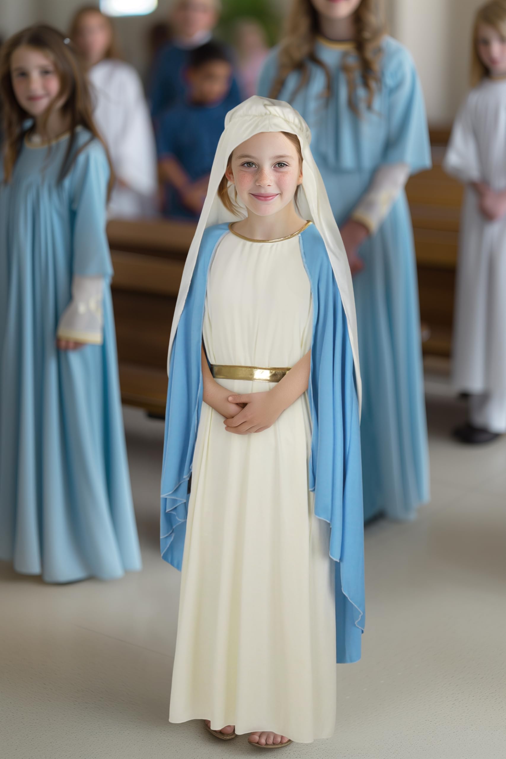 Virgin Mary Costume For Girls Biblical Costume Robe For Kids Halloween ...