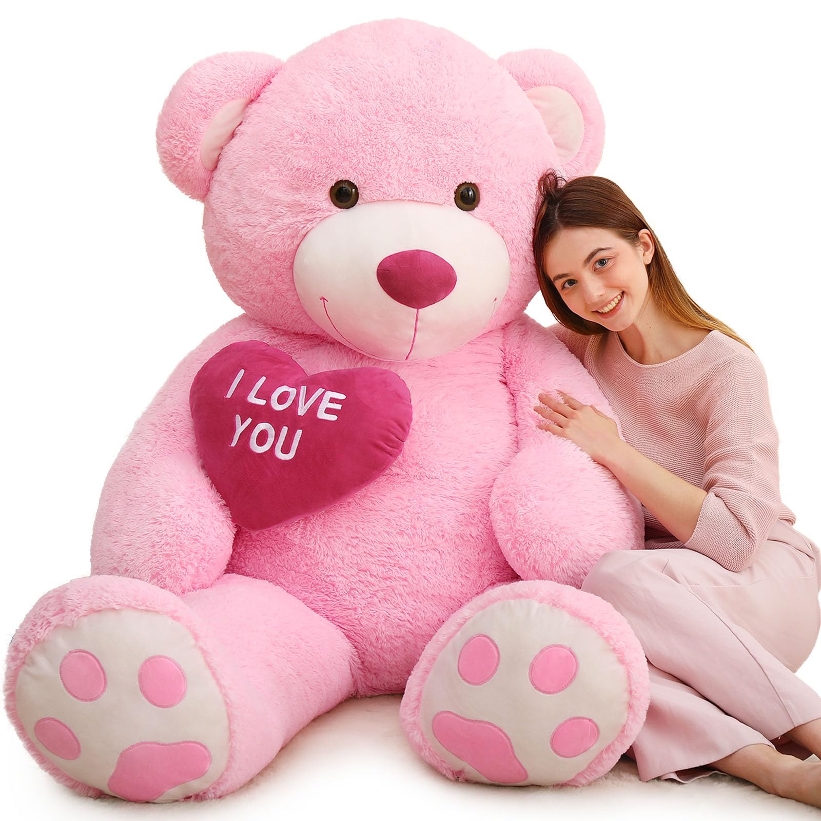 MaoGoLan Giant Teddy Bear 6 Feet- I Love You Red Heart Big Pink Teddy ...
