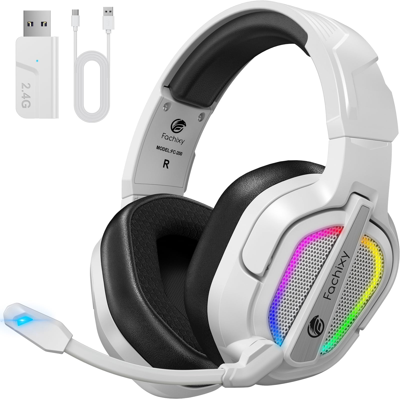 Fachixy FC200 Wireless Gaming Headset for PS5, PS4-2.4GHz USB Foldable ...