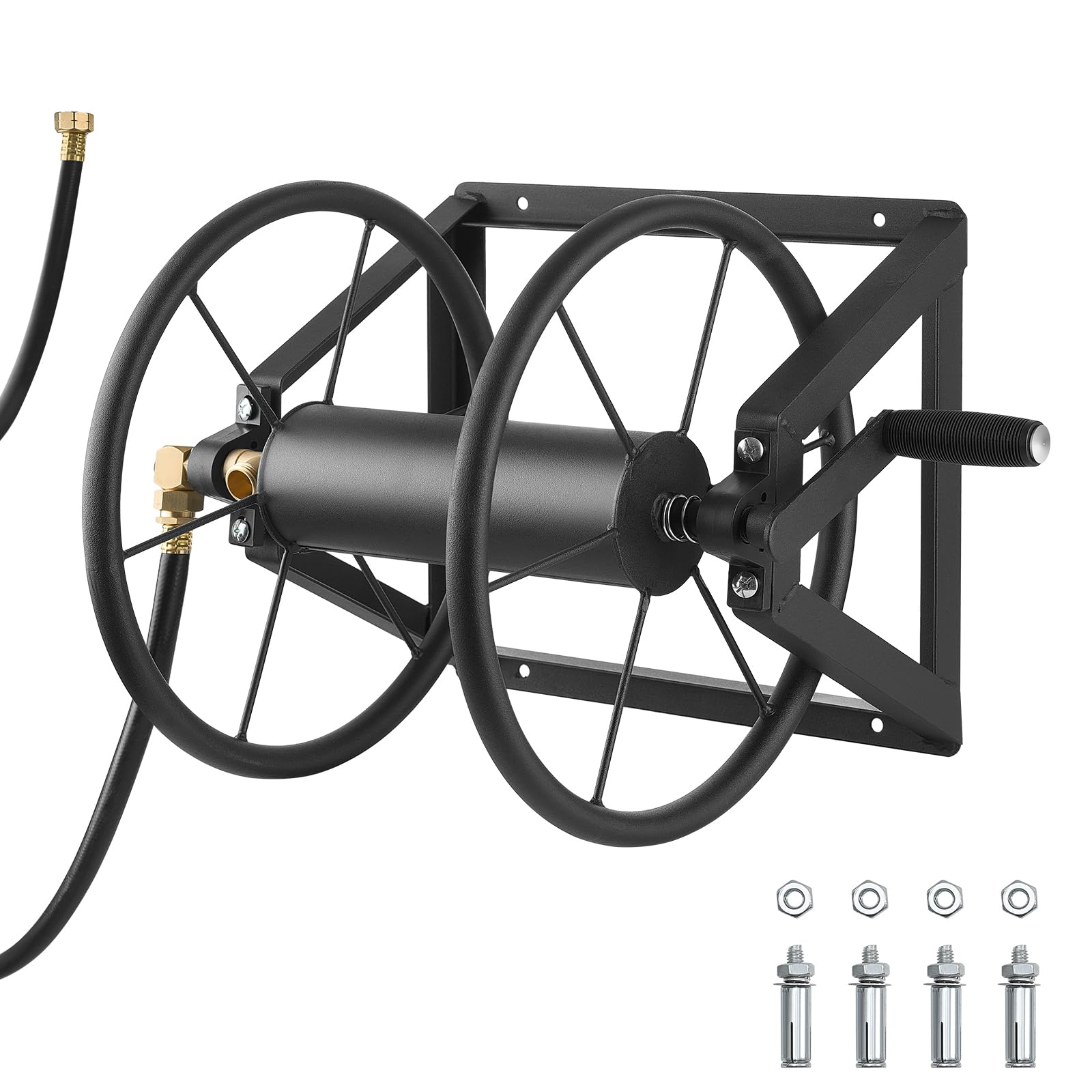 VEVOR Wall Mounted Garden Hose Reel, Holds 200 ft 5/8-inch Manual Water ...