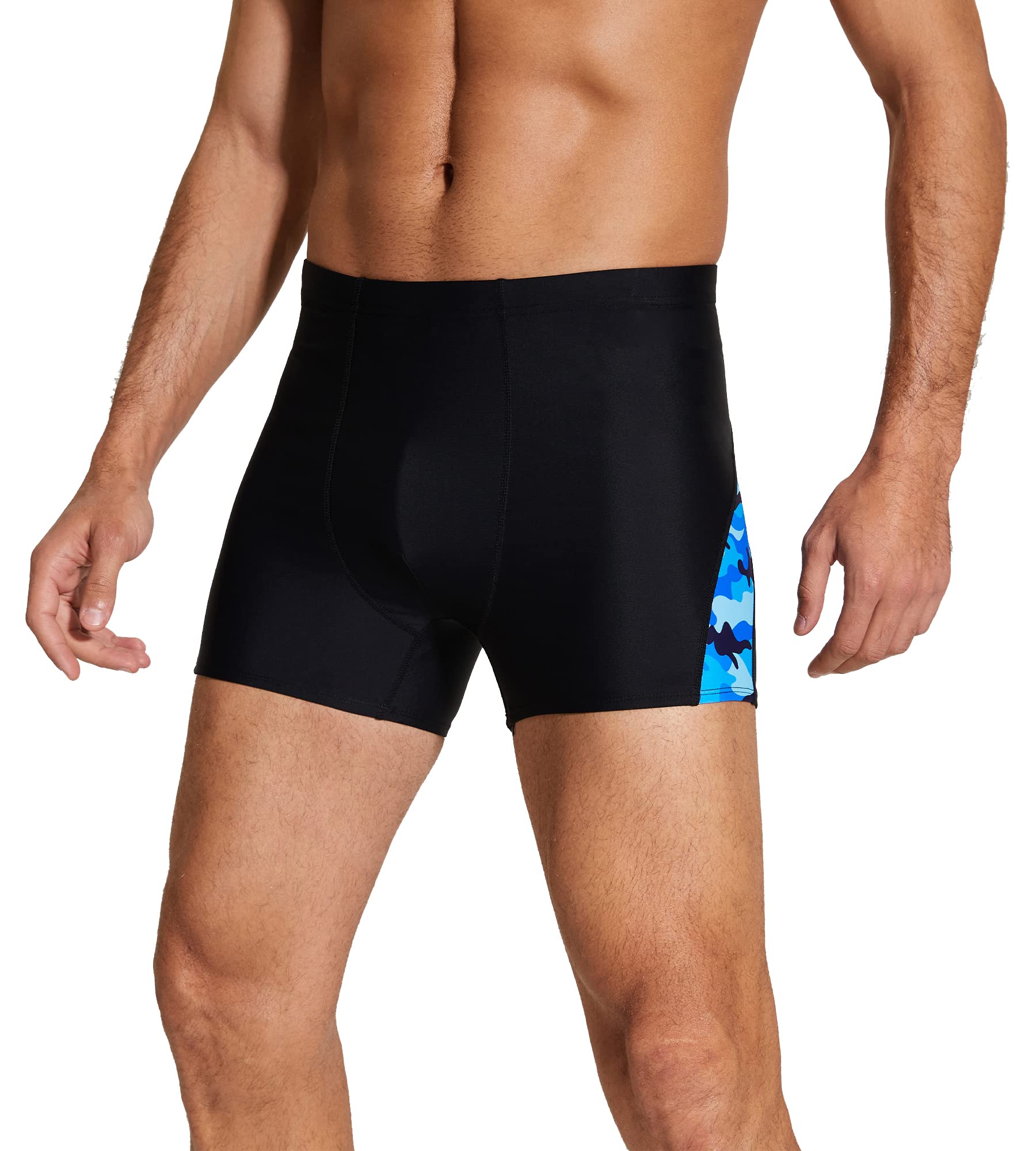 DEVOROPA Men's Athletic Swim Jammers Square Leg Compression Swim Brief ...