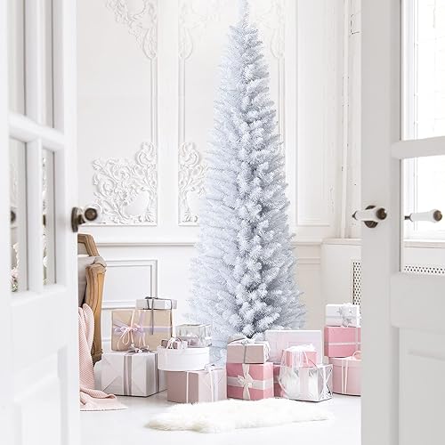 White Pencil Christmas Tree Happygrill 7FT White Pencil Christmas Tree