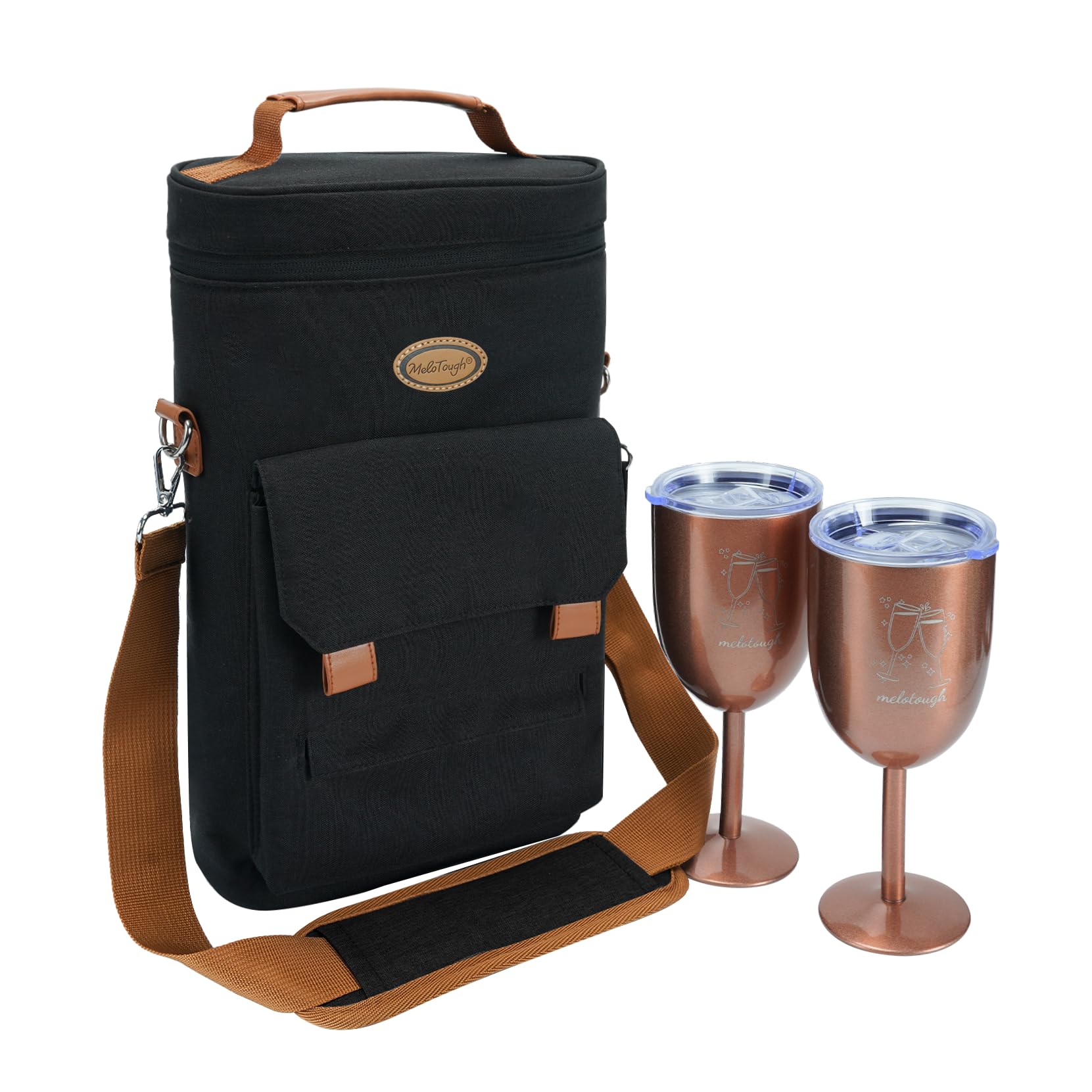 MELOTOUGH 2 Bottle Wine Cooler Bag Insulated Wine Carrier with 2 ...