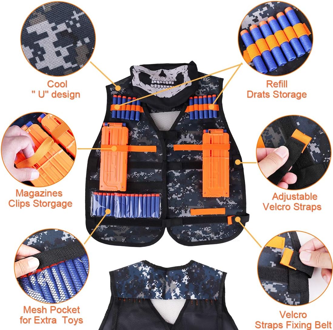 Kids Tactical Vest Kit Gifts Toys, Genround 90pcs Nerf Tactical Vest ...
