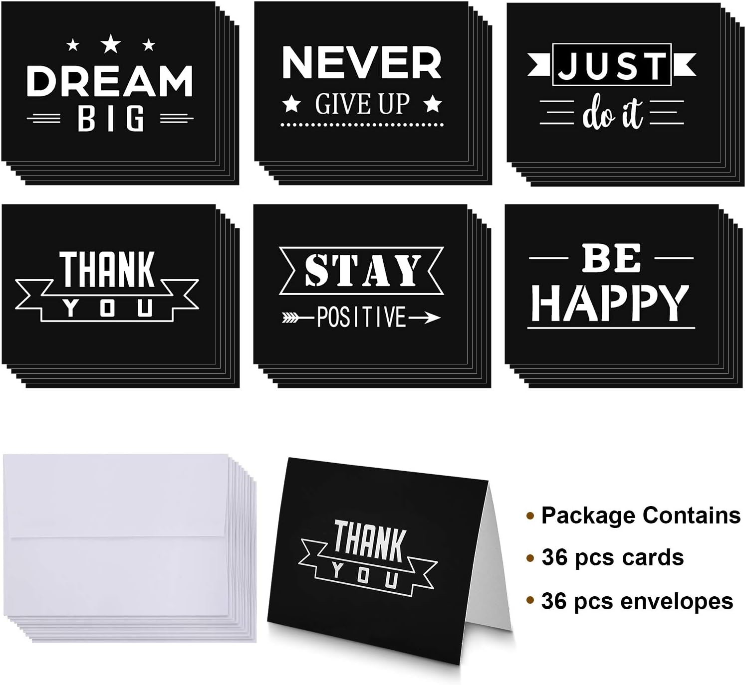 36 Pieces Inspirational Greeting Cards Motivational Quote Card with ...
