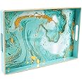 Amazon.com: MAONAME Turquoise Decorative Tray with Handles, Plastic ...
