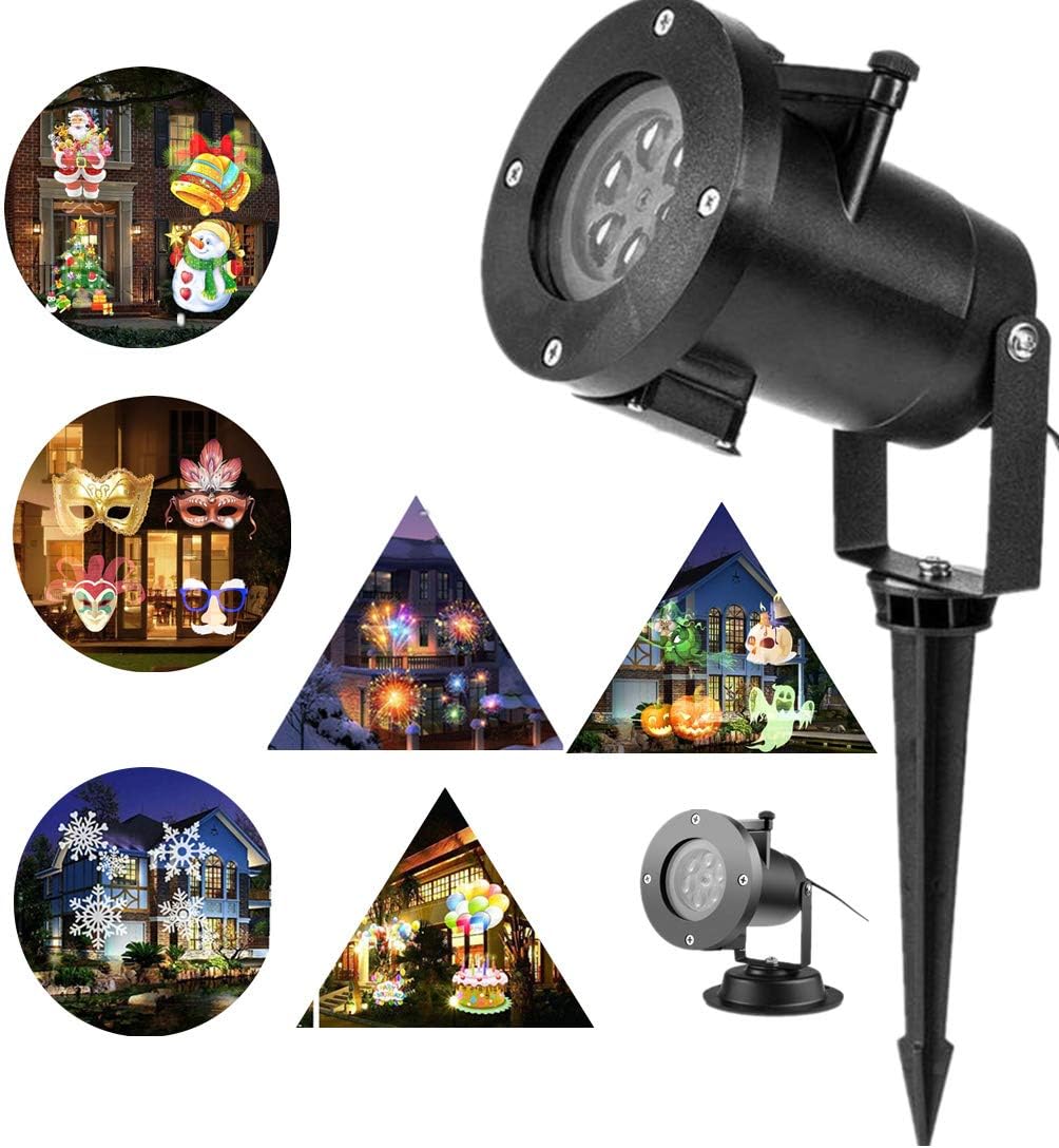 Garden Projector Lights Outdoor 16 Patterns Slide Replaceable Colorful ...