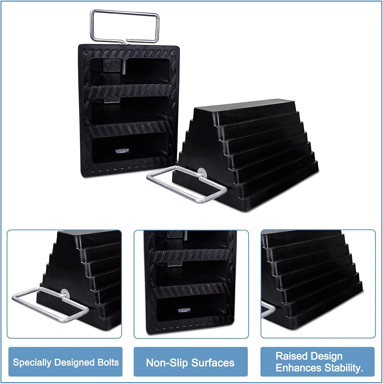 Automotive RV 2 Packs Rubber Heavy Duty Wheel Chocks for Travel ...