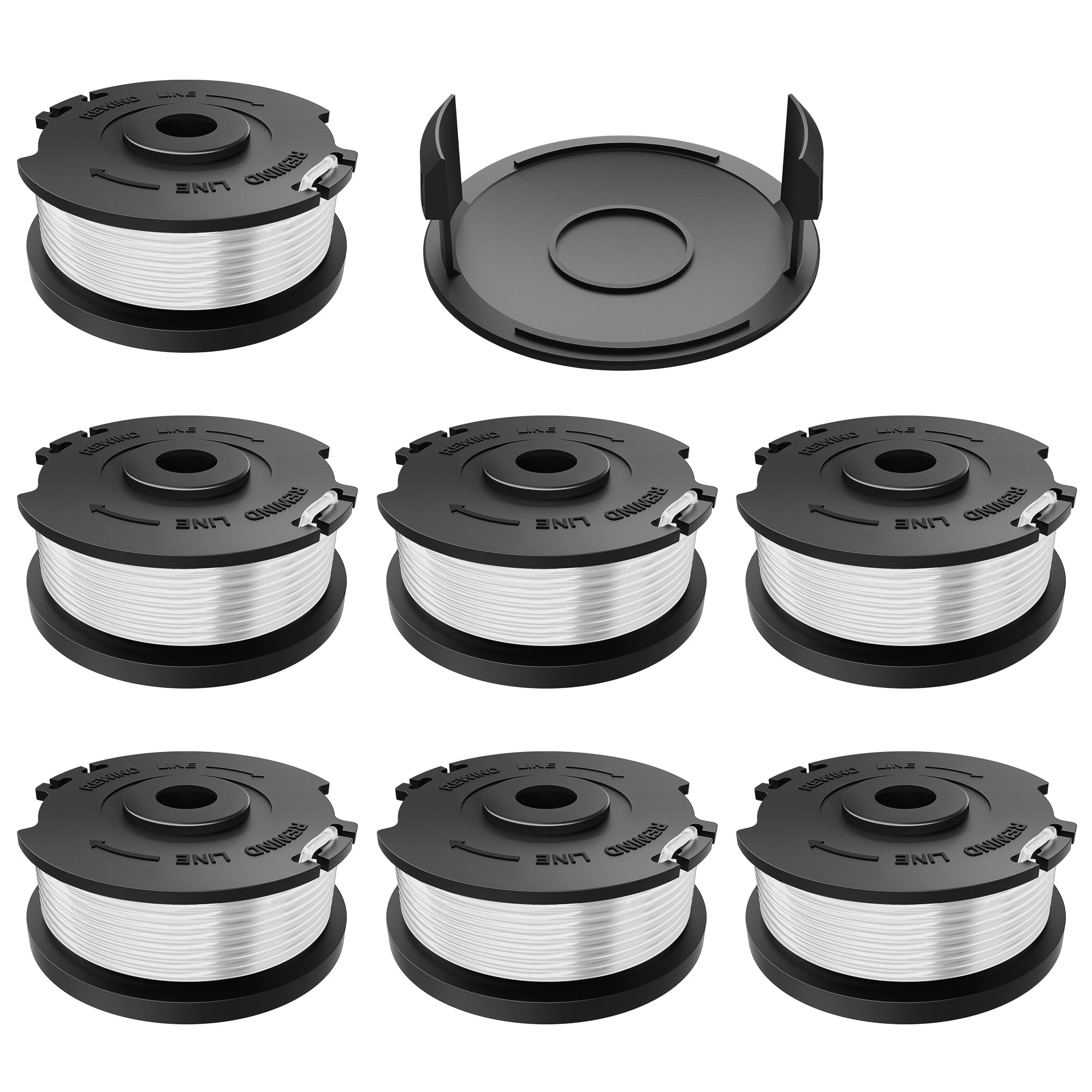 HEINPRO Trimmer String, 7 Line Spools + 1 Cap, 0.065-Inch Autofeed ...