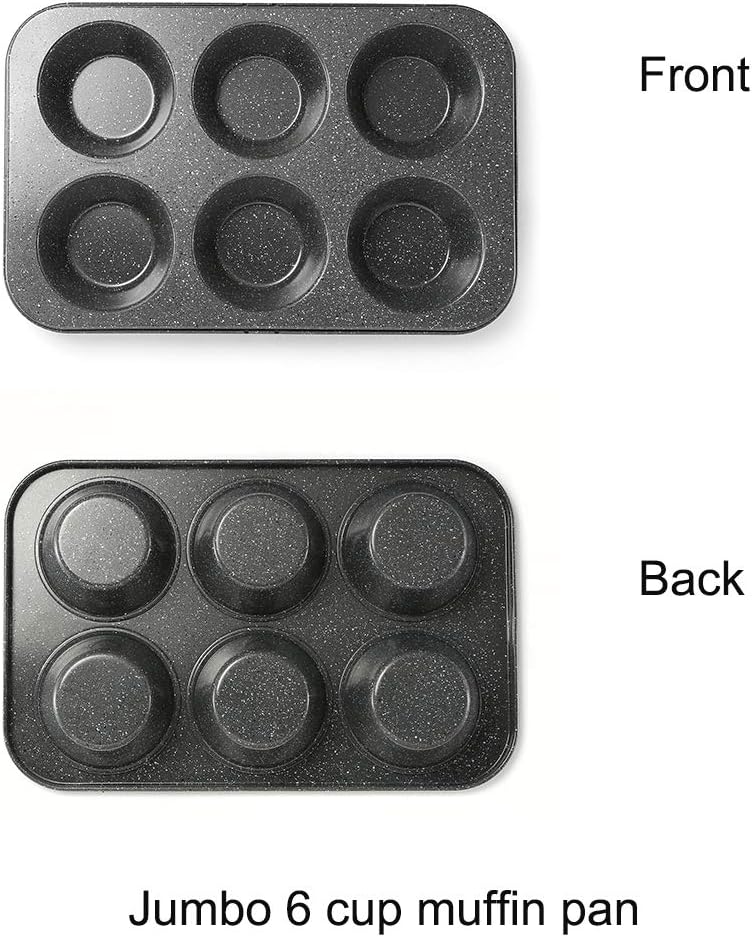 Monfish Jumbo muffin tin 6 cup muffin mold cupcake pan non stick black ...