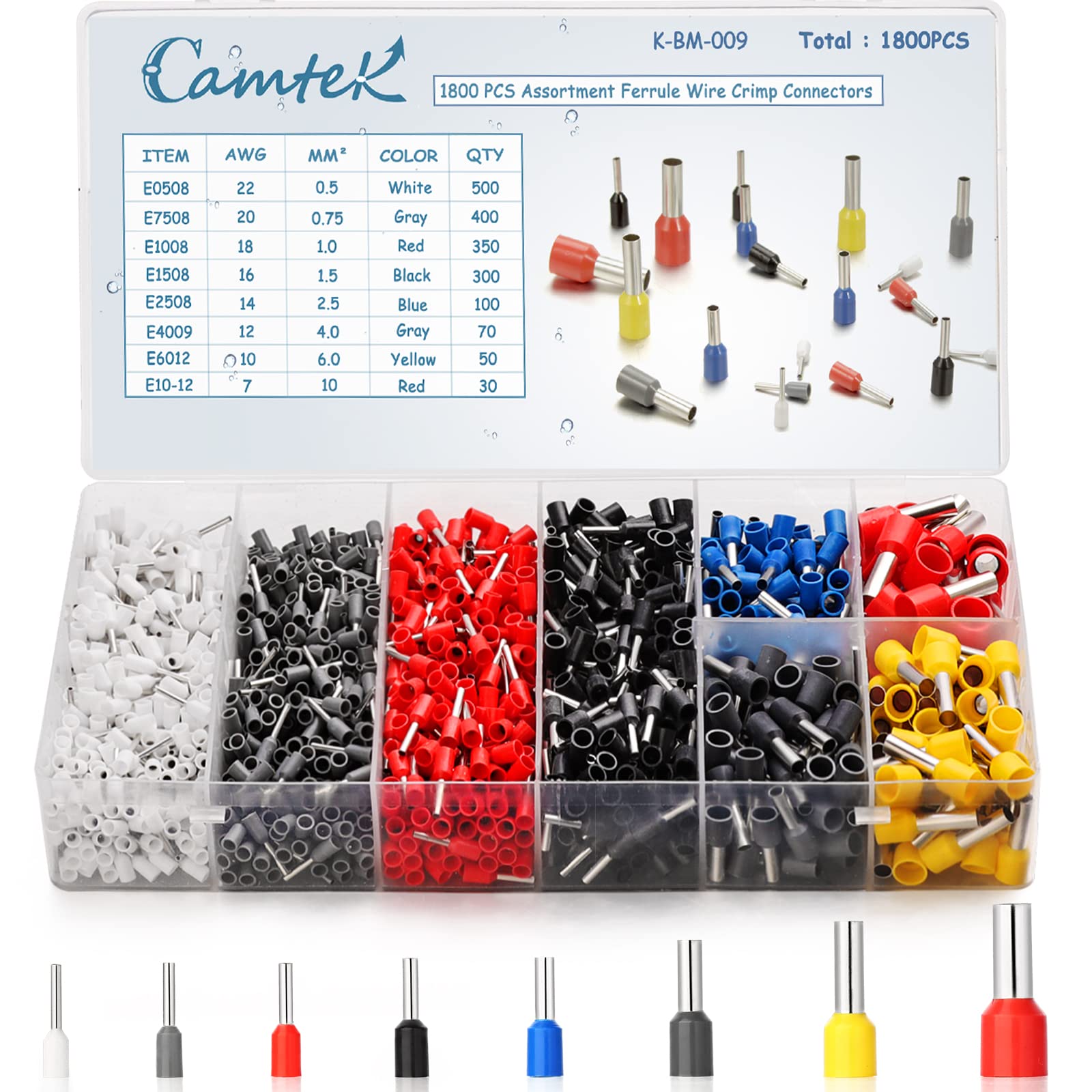 Mua 1800pcs Wire Ferrules Terminals Kit, Camtek Ferrule Crimping Kit ...