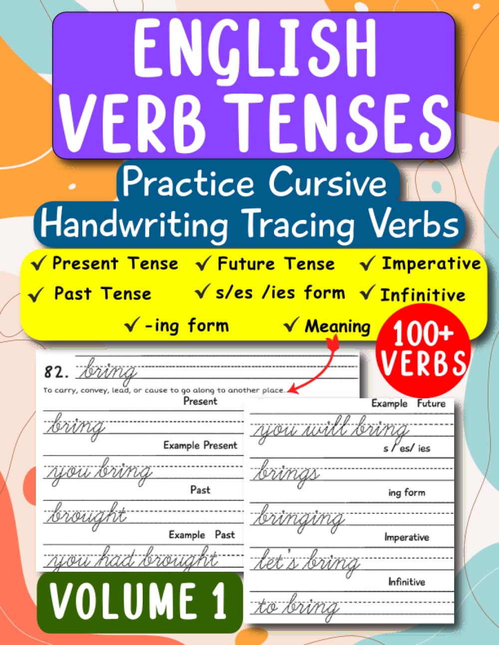 Mua English Verb Tenses: Trace Cursive Verbs | English Grammar Workbook (ESL & Homeschooling ...