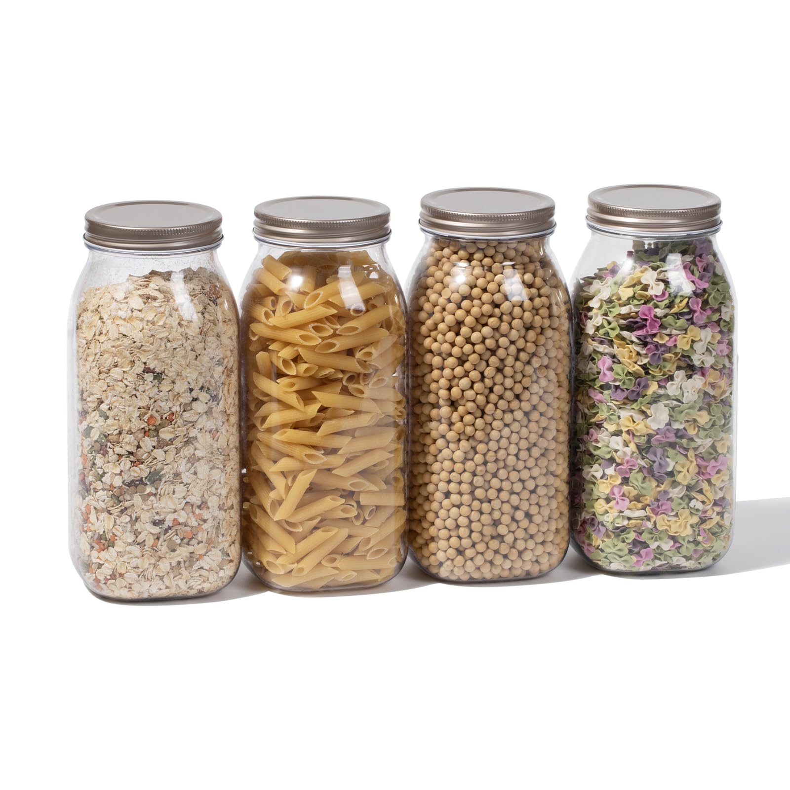 novelinks 4 Pack 64 OZ Plastic Wide Mouth Mason Jars with Airtight Lids ...