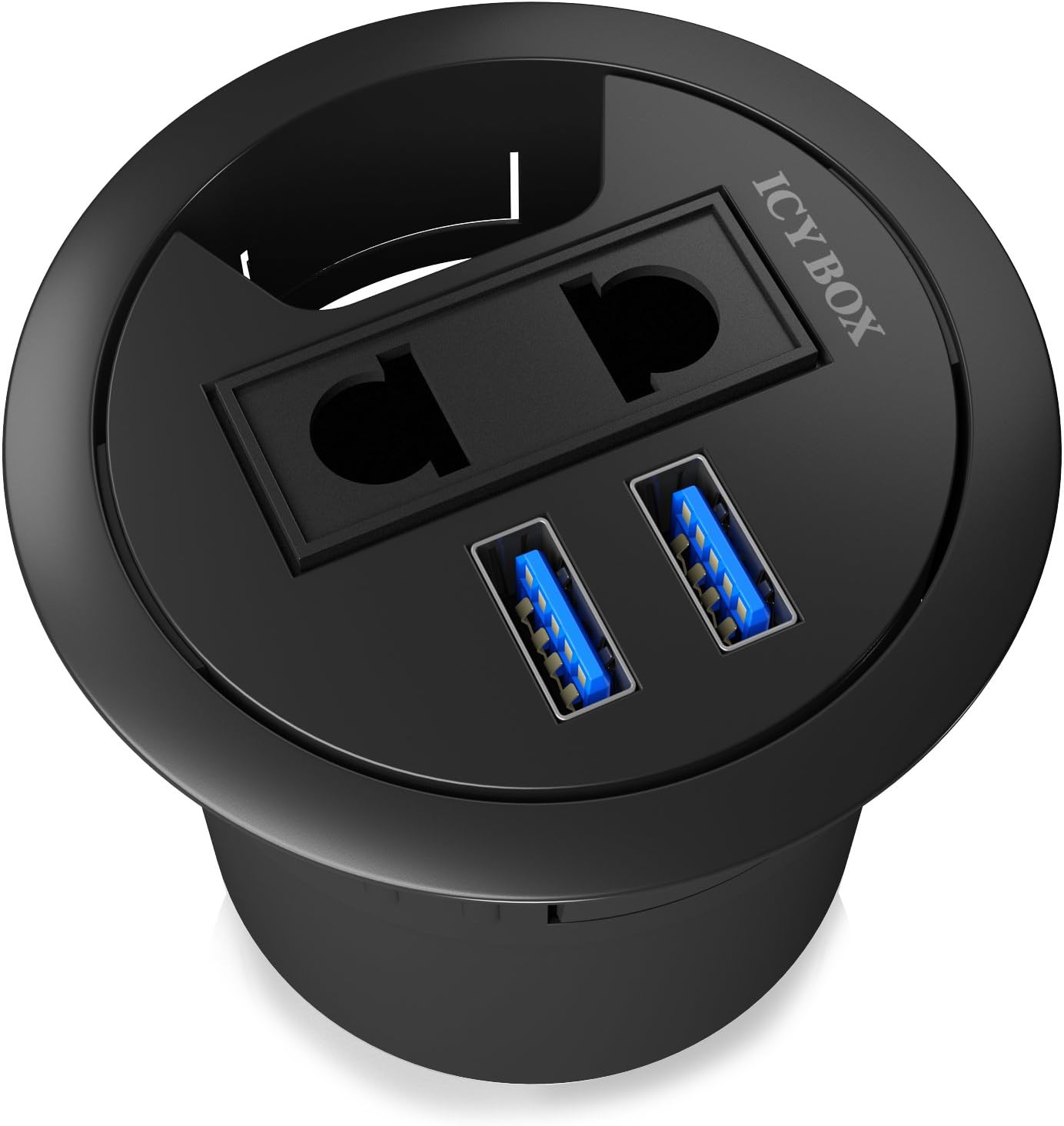 ICY BOX IB-Hub USB Table Hub (60 mm) for Installation black Black 60 mm ...