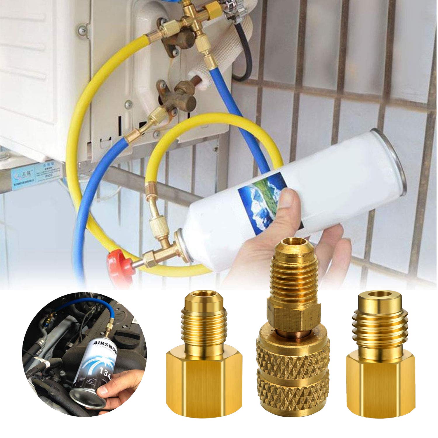 R134A Refrigerant 6015 Tank Adapter to R12 R22 Fitting Adapter 1/2 ...