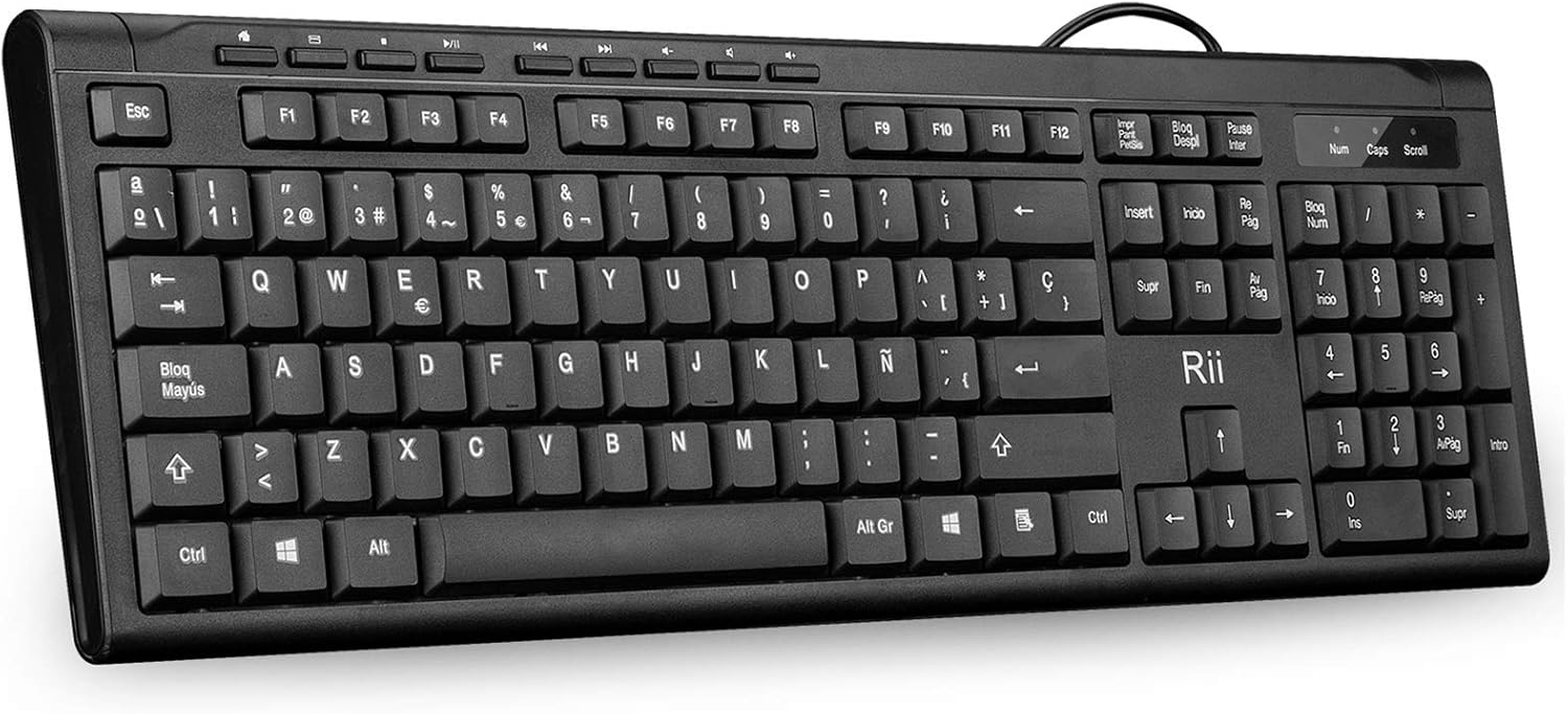 Rii RK907 Teclado Multimedia con Cable USB 1.5M, Teclado Alámbrico ...