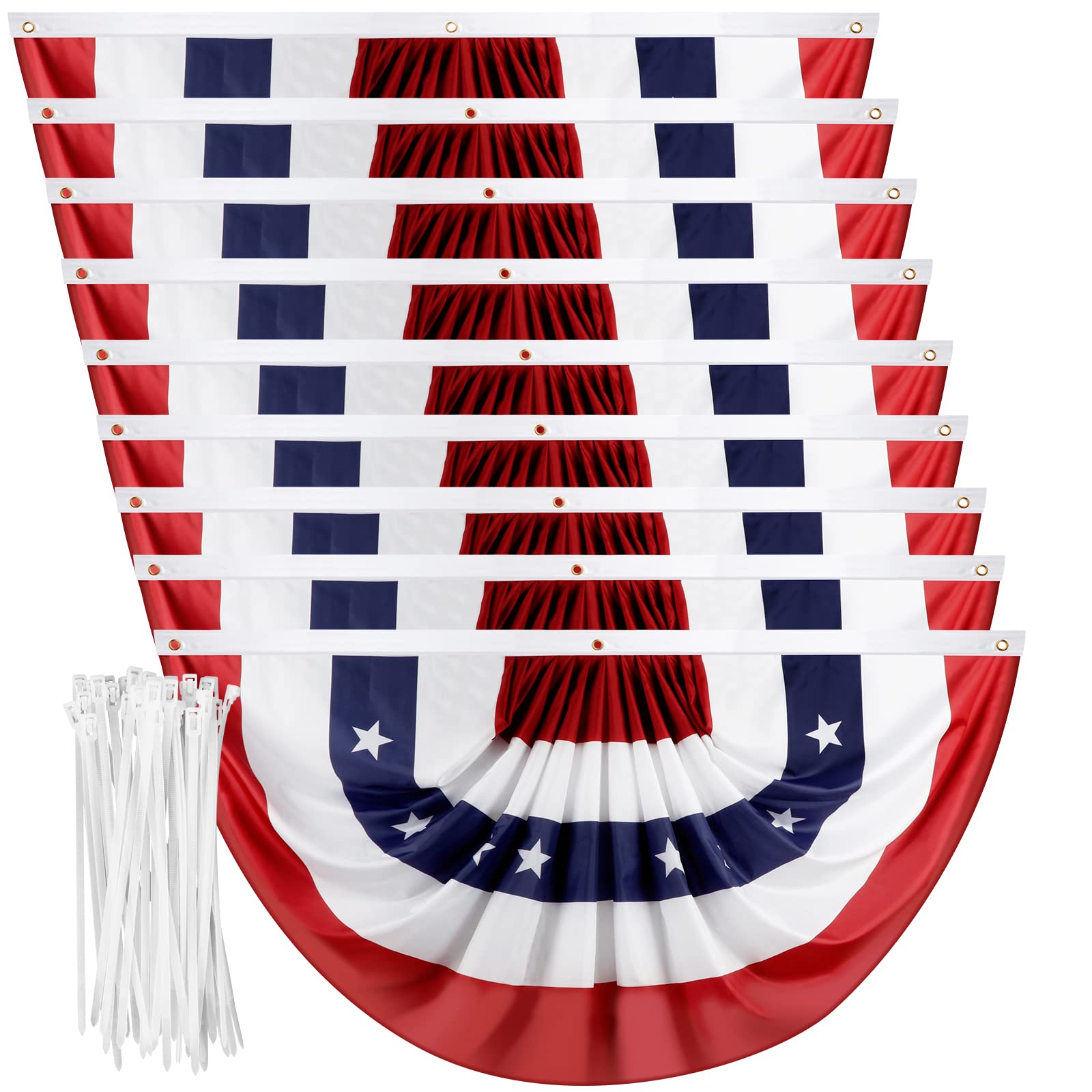 USA Pleated Fan Banner, 1.5x3 Feet American Bunting Flag Patriotic Half ...