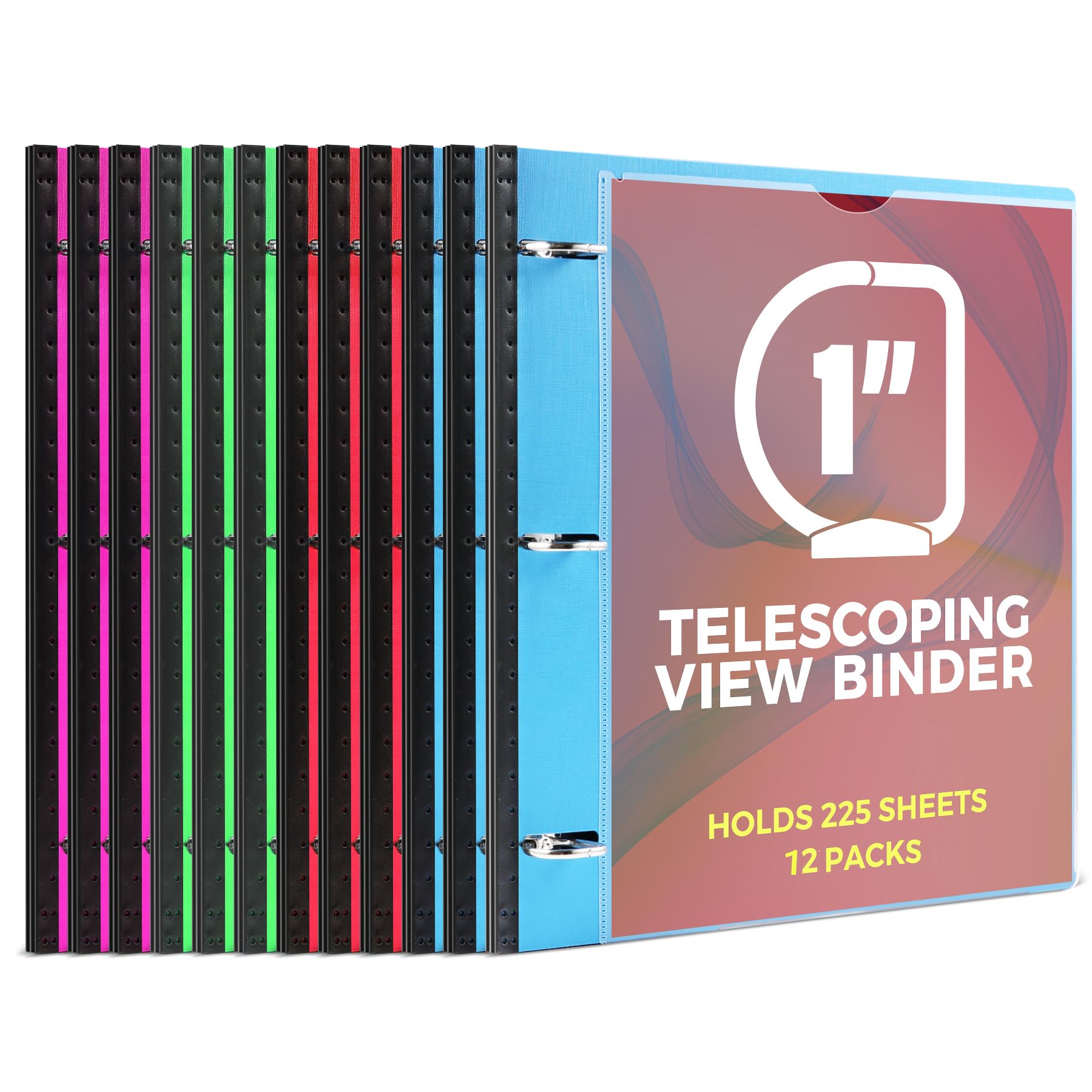 MAKHISTORY 1 Inch Telescoping 3 Ring Binder-12PCS, Flexible Binder with ...