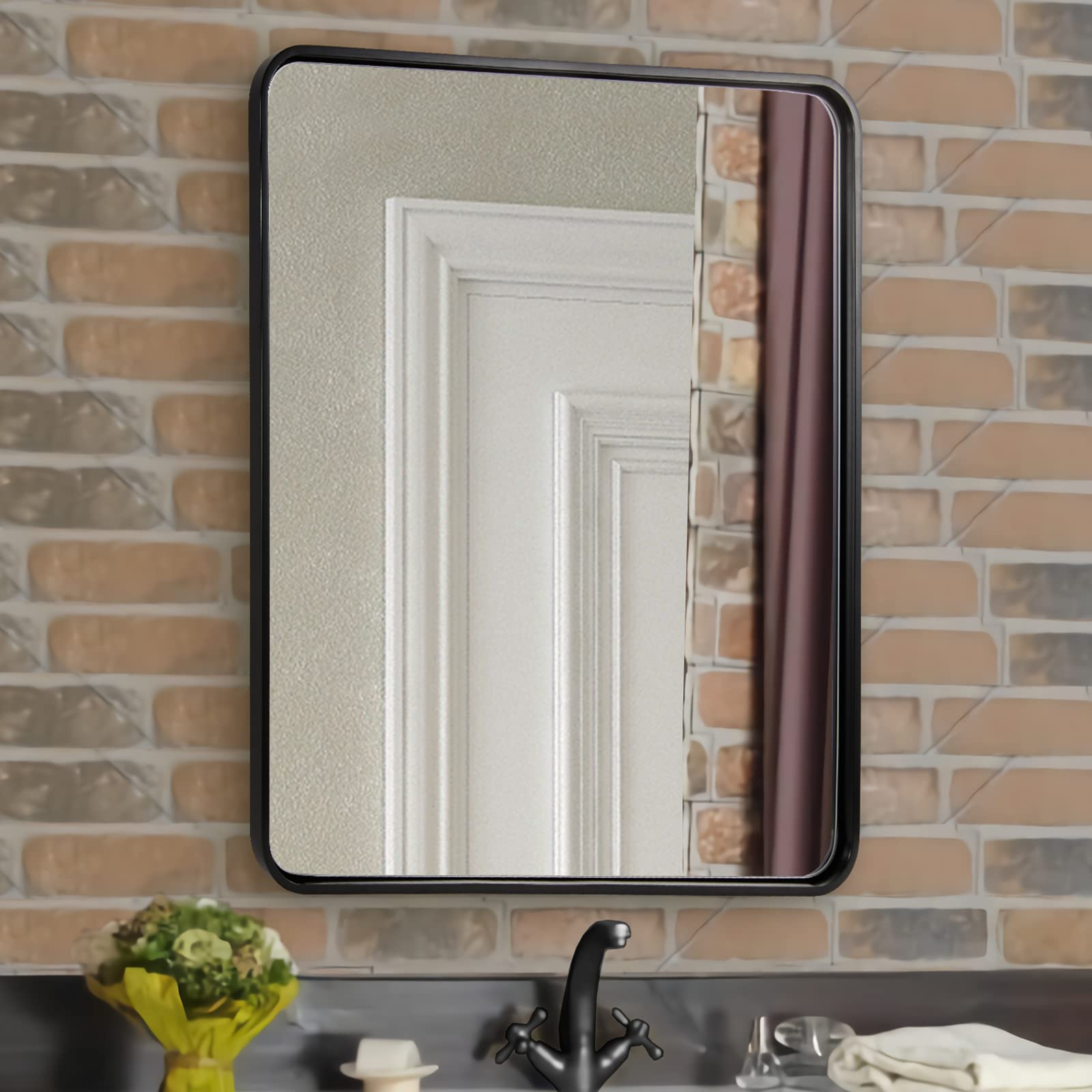 ANDY STAR Mirror for Bathroom 24X36 Inch, Matte Black Mirror, Modern ...