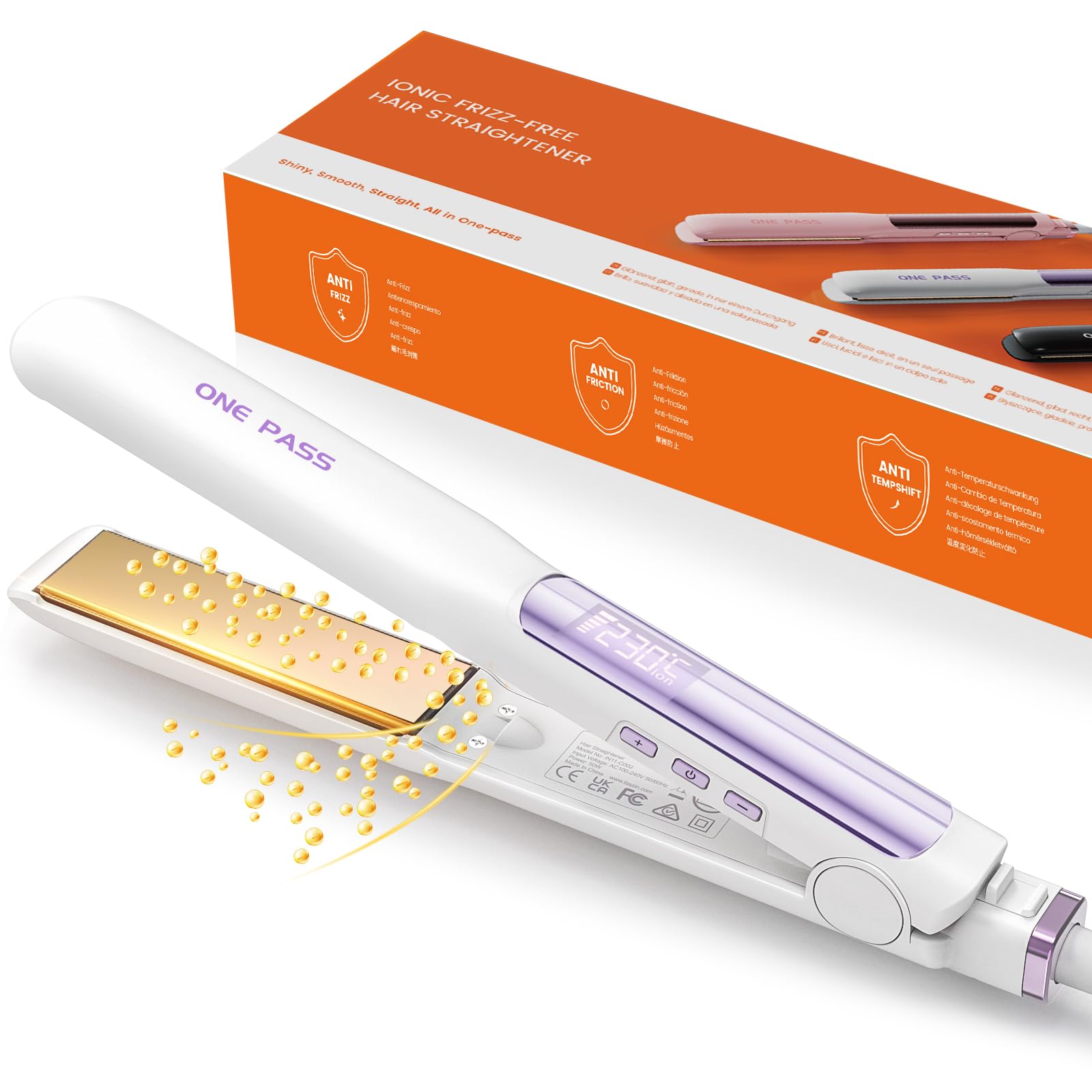 Faszin Hair Straighteners, Ionic Titanium Plate for Smooth Shiny ...