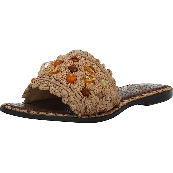 Amazon.com | Sam Edelman Gladys Flat Sandal Cuoio Raffia 6 Medium