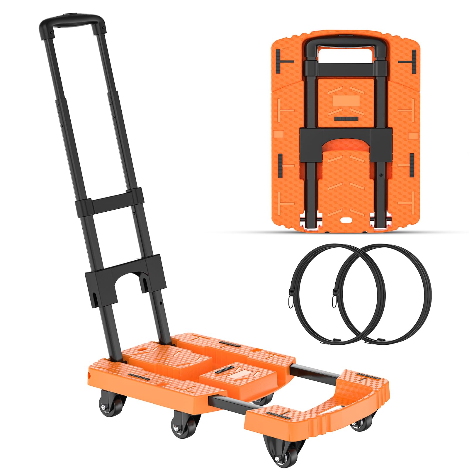 Folding Hand Truck, Pre-Installed 600lbs Heavy Duty Dolly Cart ...
