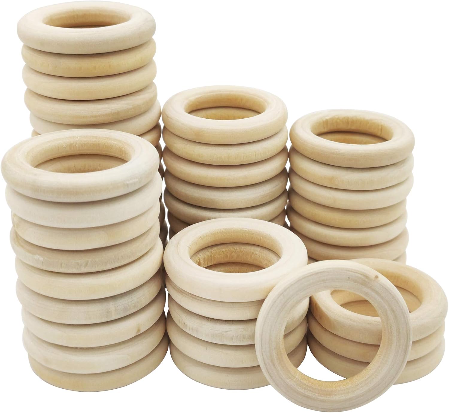 Amazon.com: 50 Pieces Natural Wooden Rings for DIY Craft 35mm(1.38 Inch ...