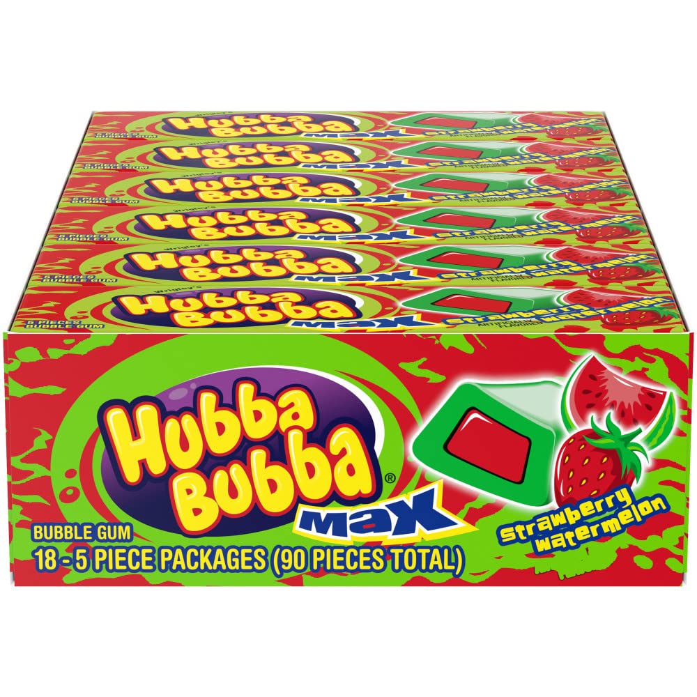 Hubba Bubba Gum (18 Pack) Max Bubble Gum Strawberry Watermelon Flavored ...